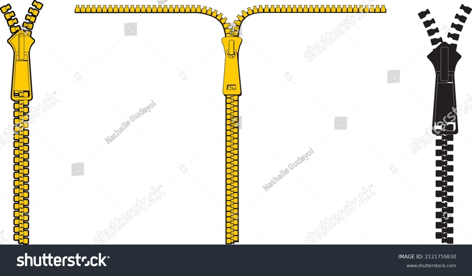Opening Zipper Elements Object Set Vector Stock Vector (Royalty Free ...