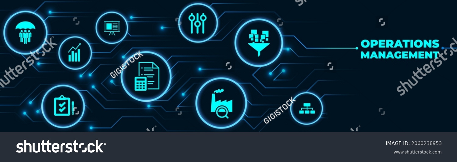 Operations Management Vector Illustration Blue Concept Stock Vector ...