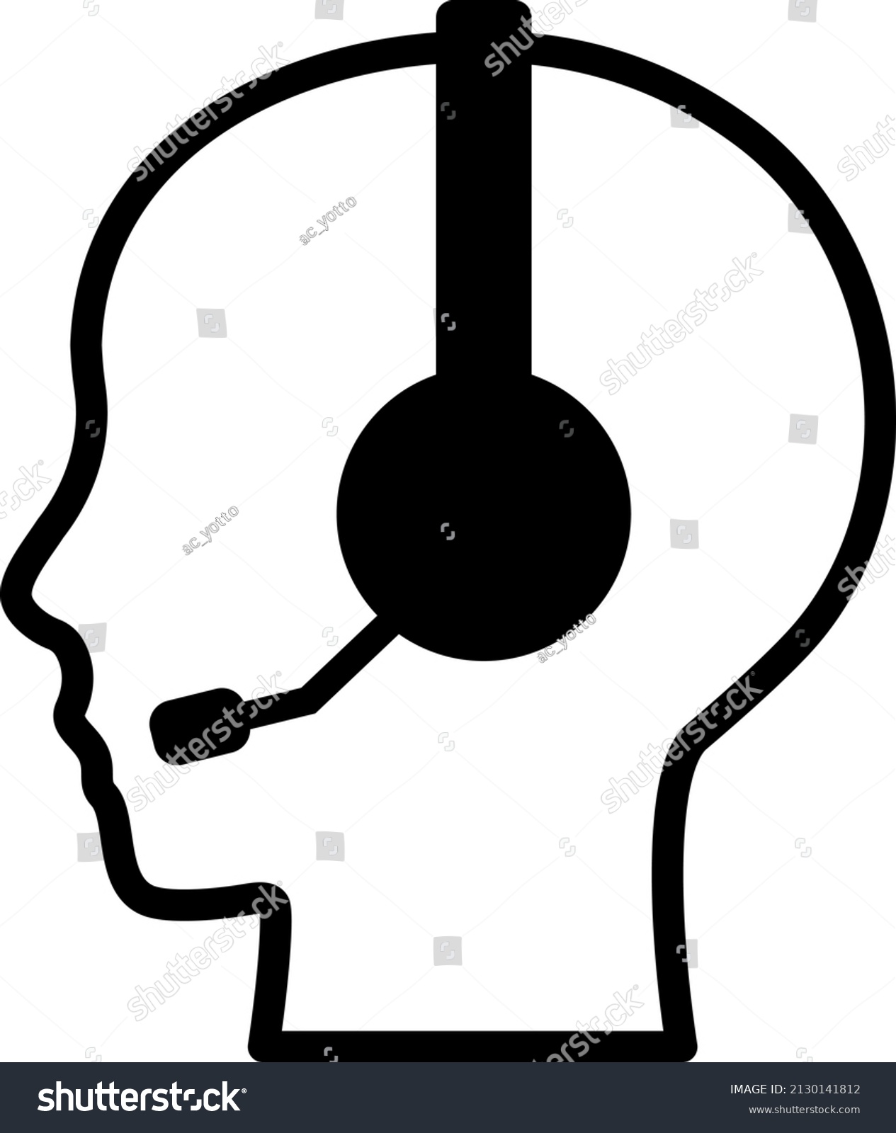 Operator Isolated Vector Silhouette Wearing Headset Stock Vector ...