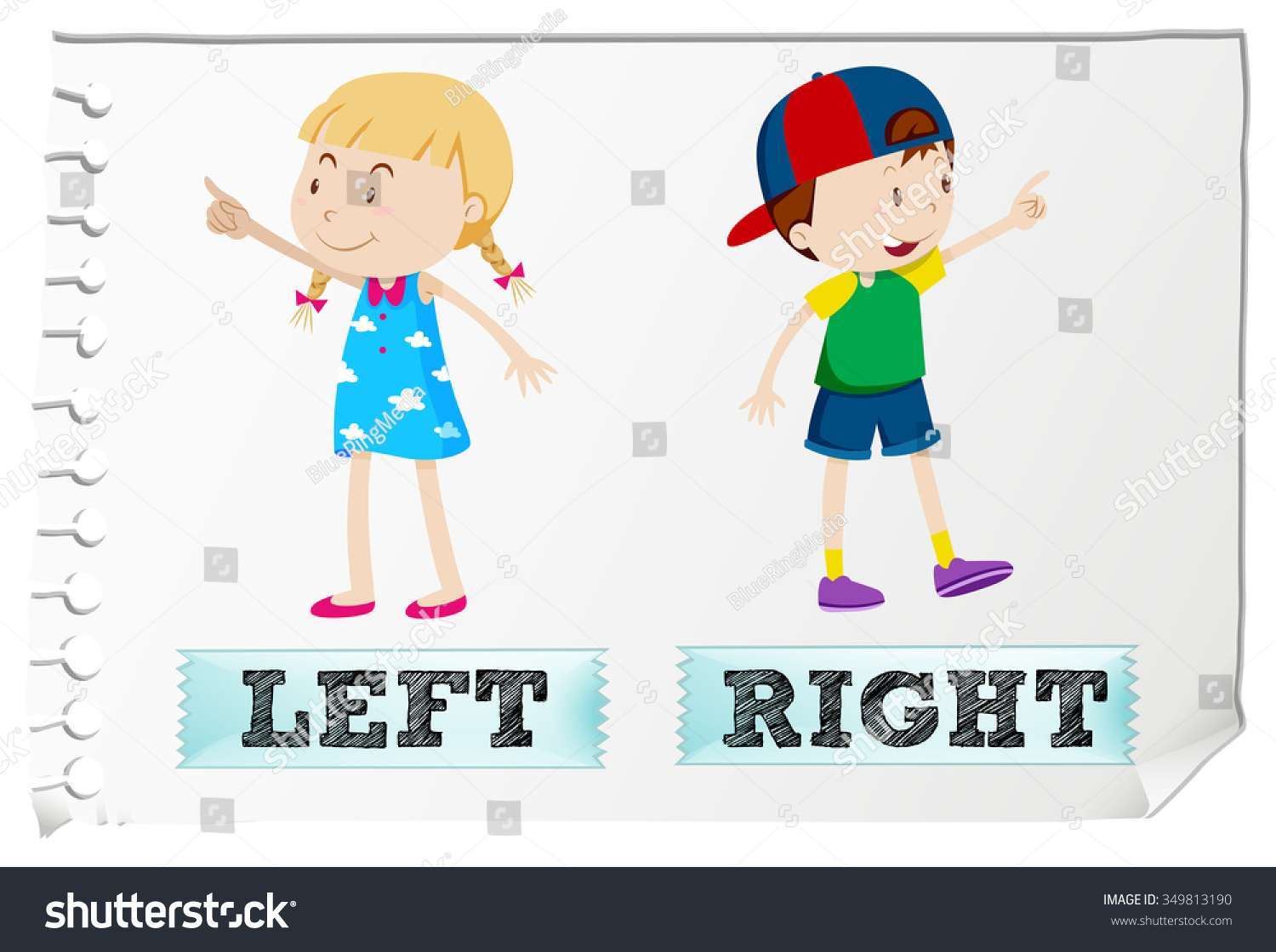 Opposite Adjectives Left Right Illustration: Stock-Vektorgrafik ... Opposite Adjectives Left Right Illustration: Stock-Vektorgrafik ...