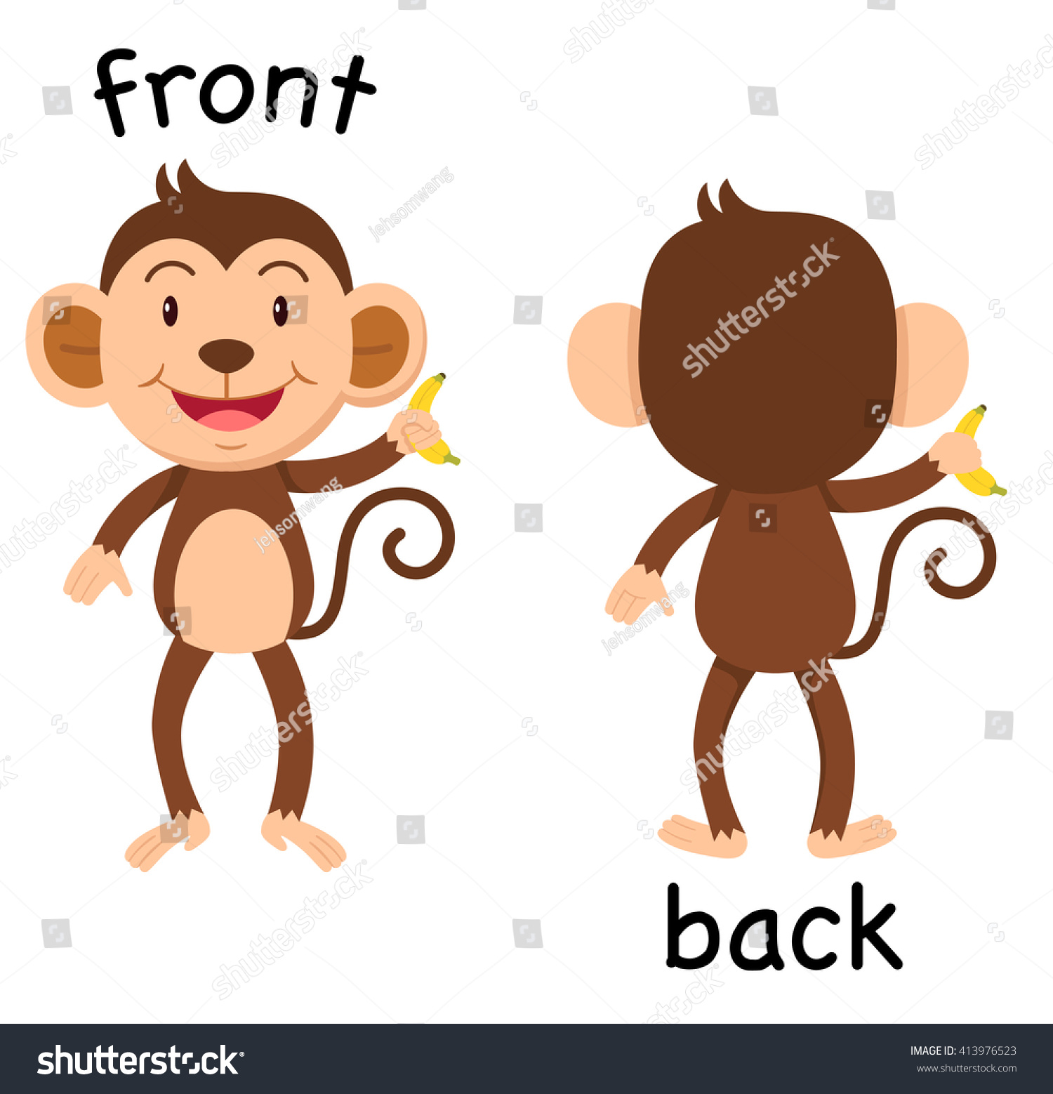 Opposite Words Front Back Vector Illustration 库存矢量图 413976523 ...