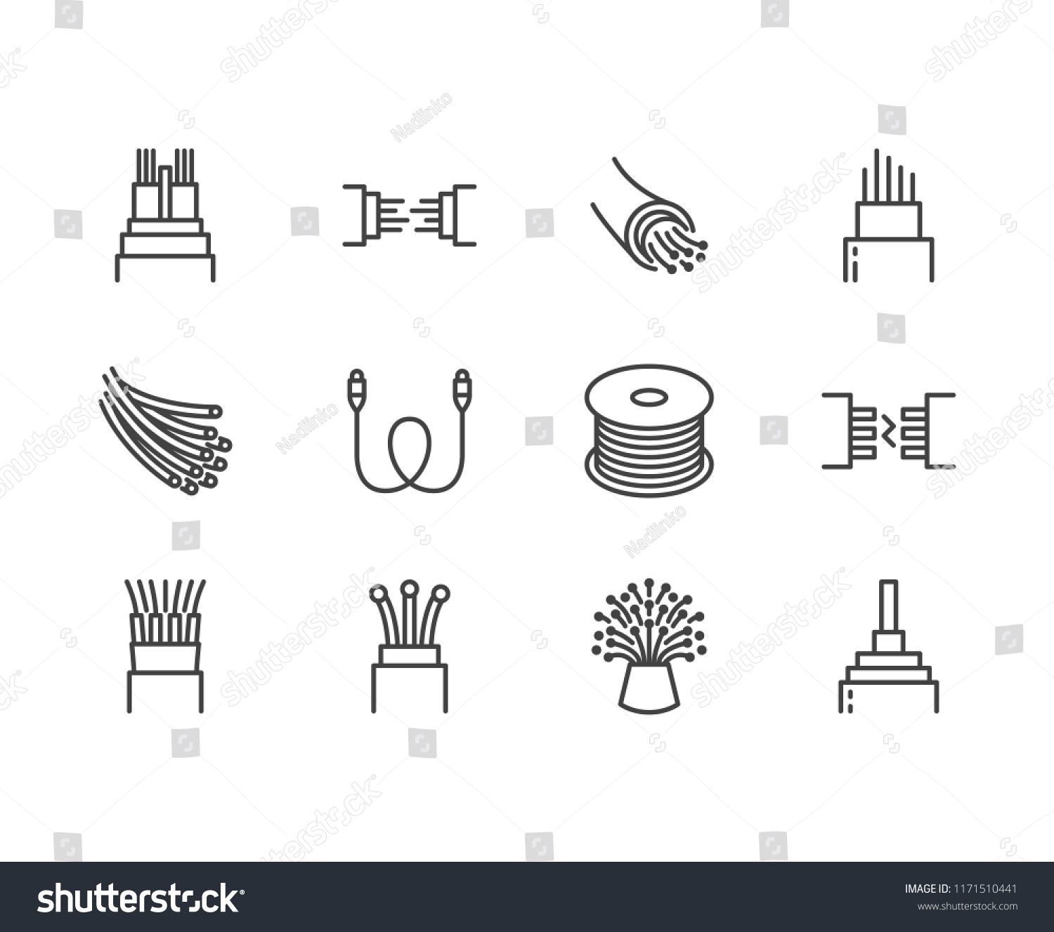Optical Fiber Flat Line Vector Icons Stock Vector (Royalty Free ...