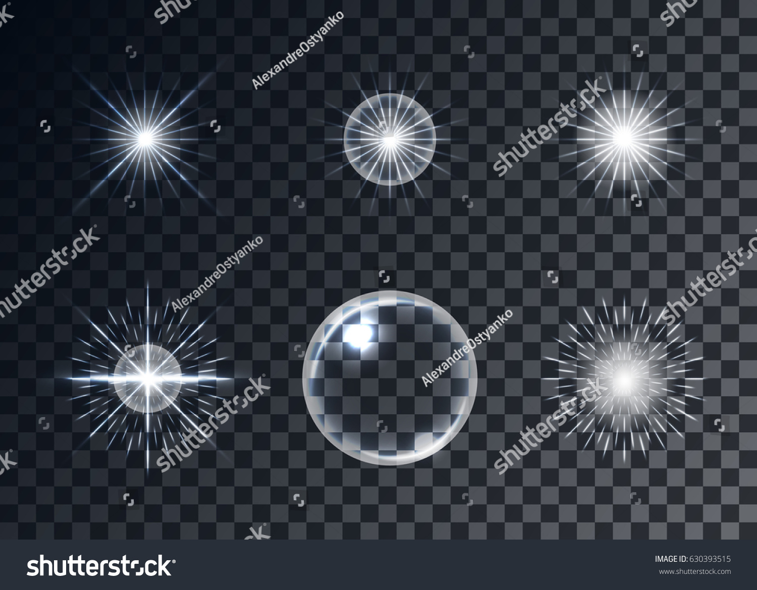 Optical Flares Vector Set Transparent Background Stock Vector (Royalty ...