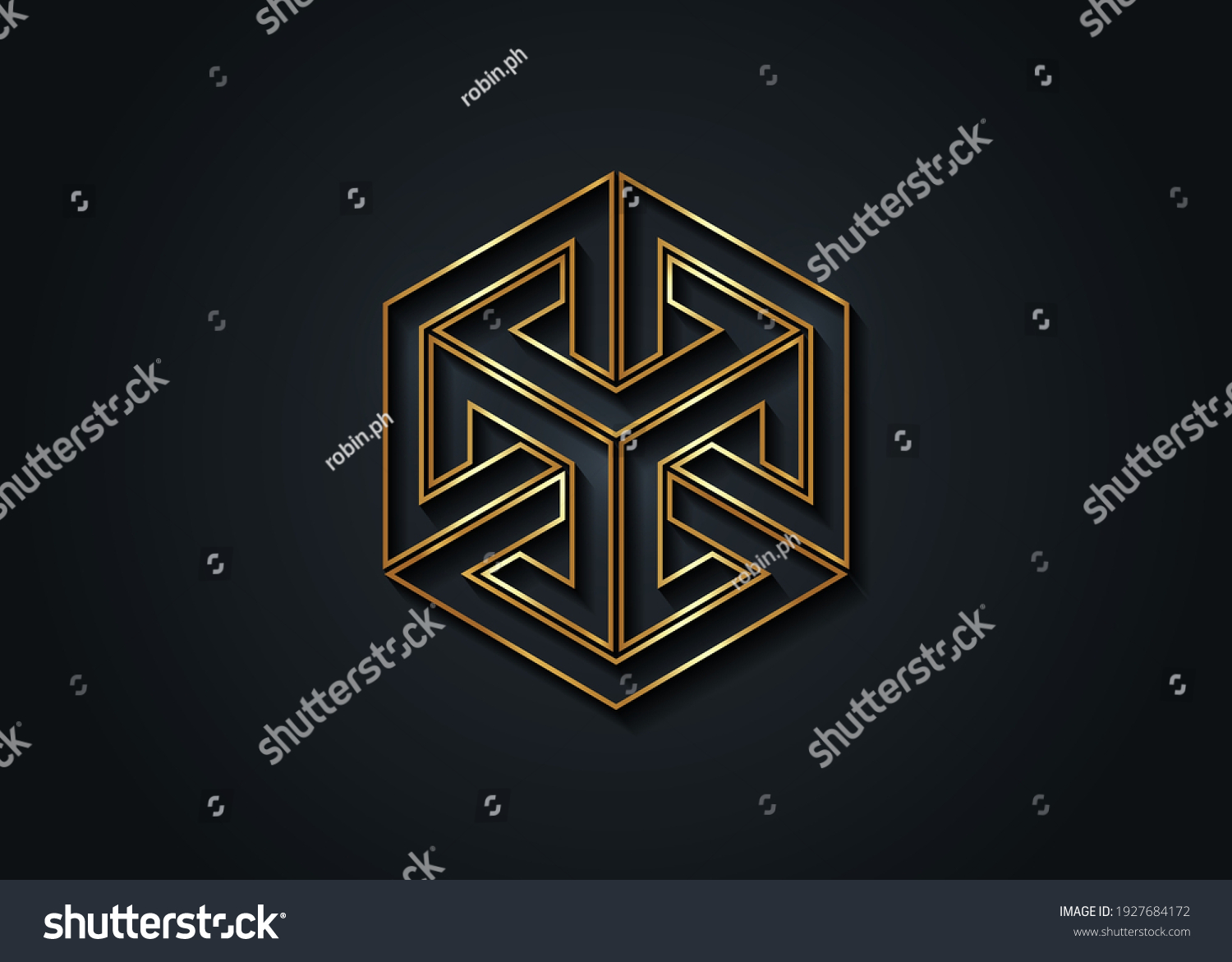Optical Illusion Gold Impossible Cube Isometric Stock Vector (Royalty ...