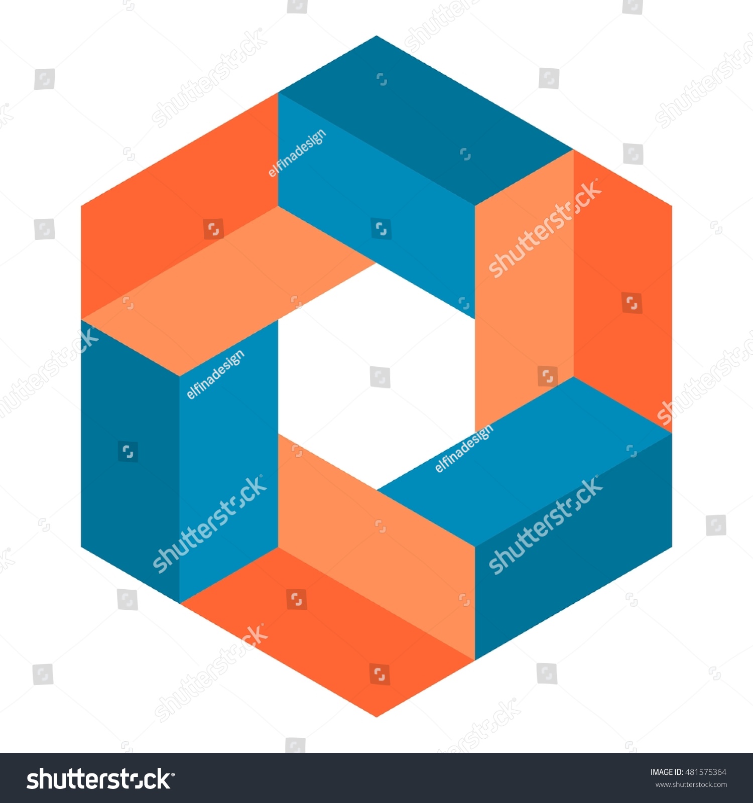Optical Illusion Isometric Drawing Vector Illustration Stock Vector ...