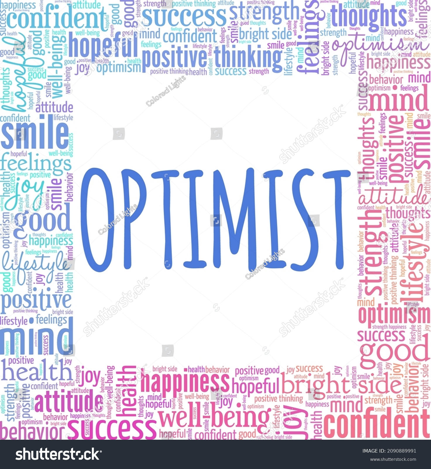 Optimist Vector Illustration Word Cloud Isolated Stock Vector (Royalty ...