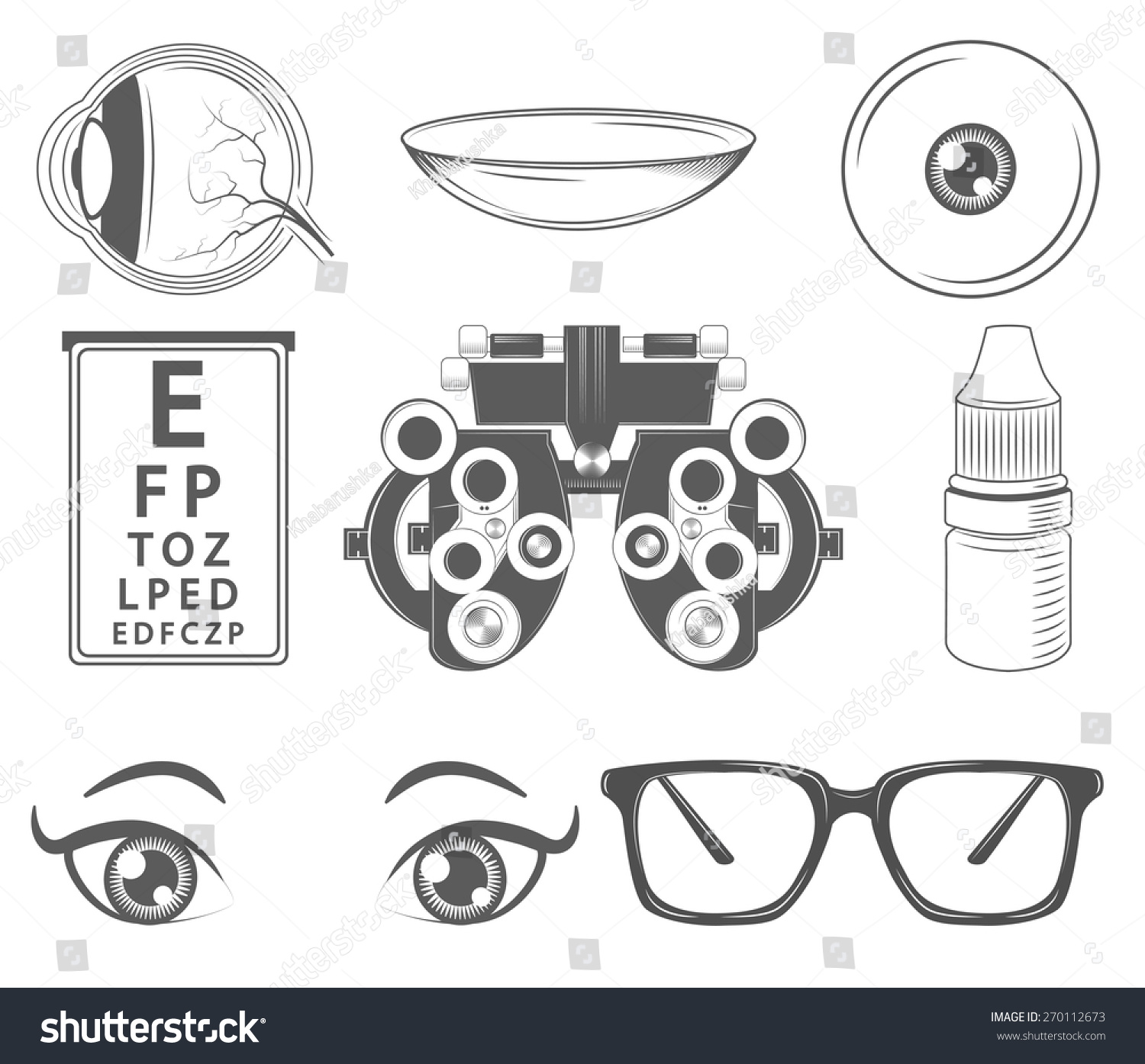 Optometry Ophthalmology Vector Icon Set Oculist Stock Vector (Royalty ...