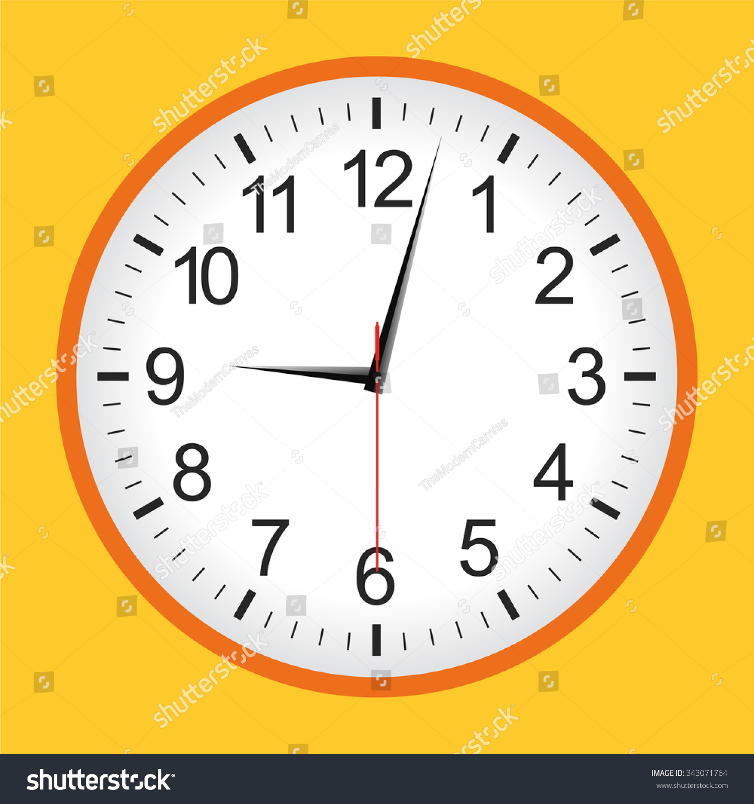 Orange Analogue Clock Vector Illustration Stock Vector (Royalty Free ...