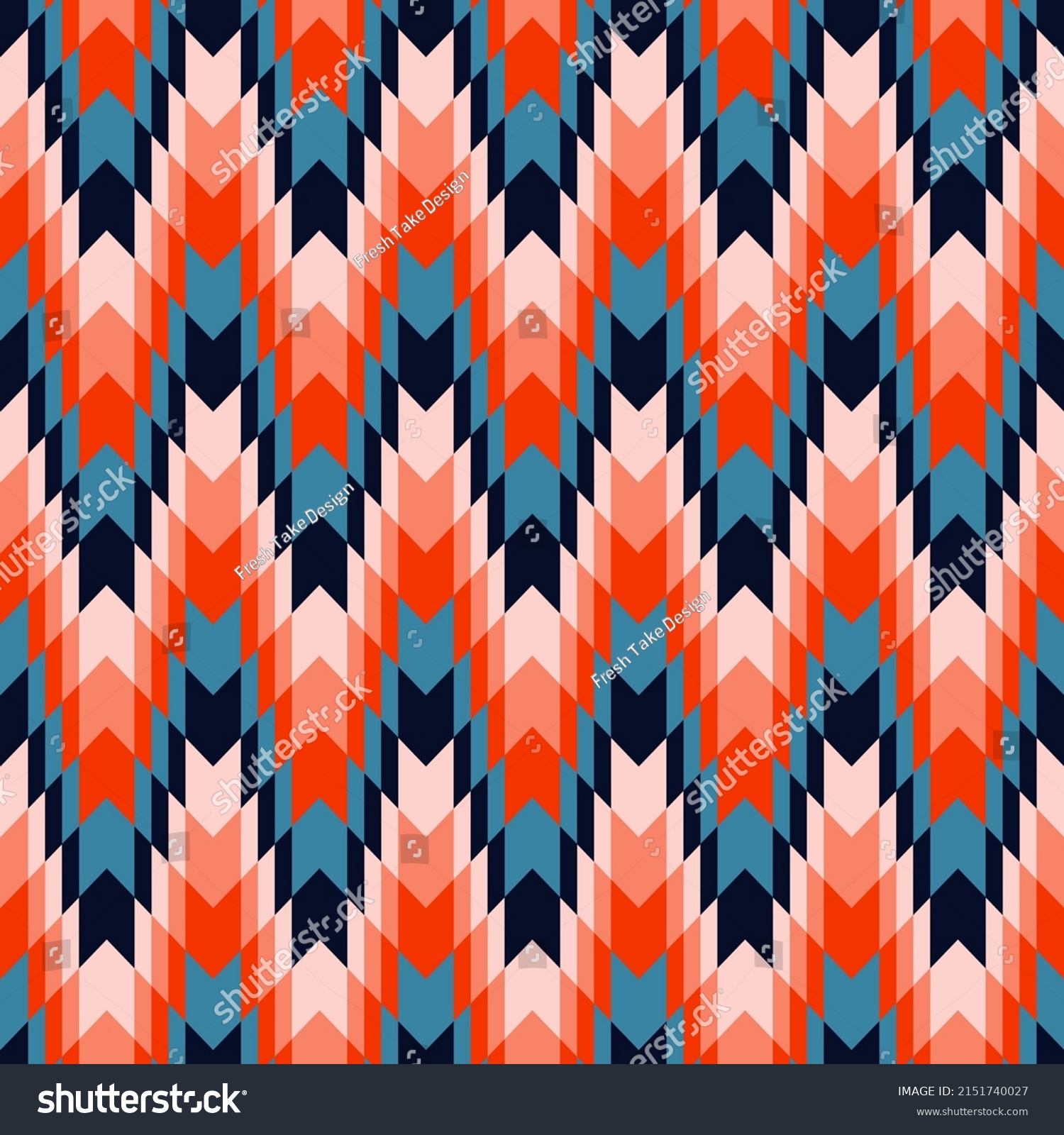 Orange Blue Aztec Design Seamless Pattern Stock Vector (Royalty Free ...