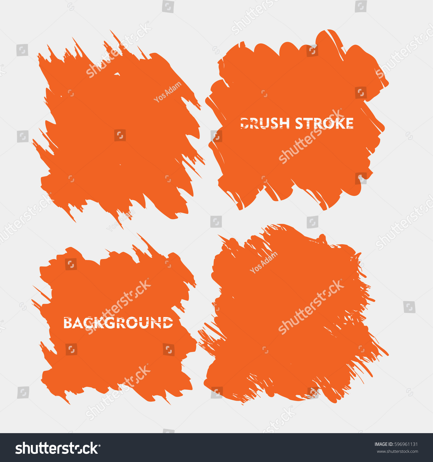 Vektor Stok Orange Brush Stroke Frame Setflat Abstract (Tanpa Royalti ...