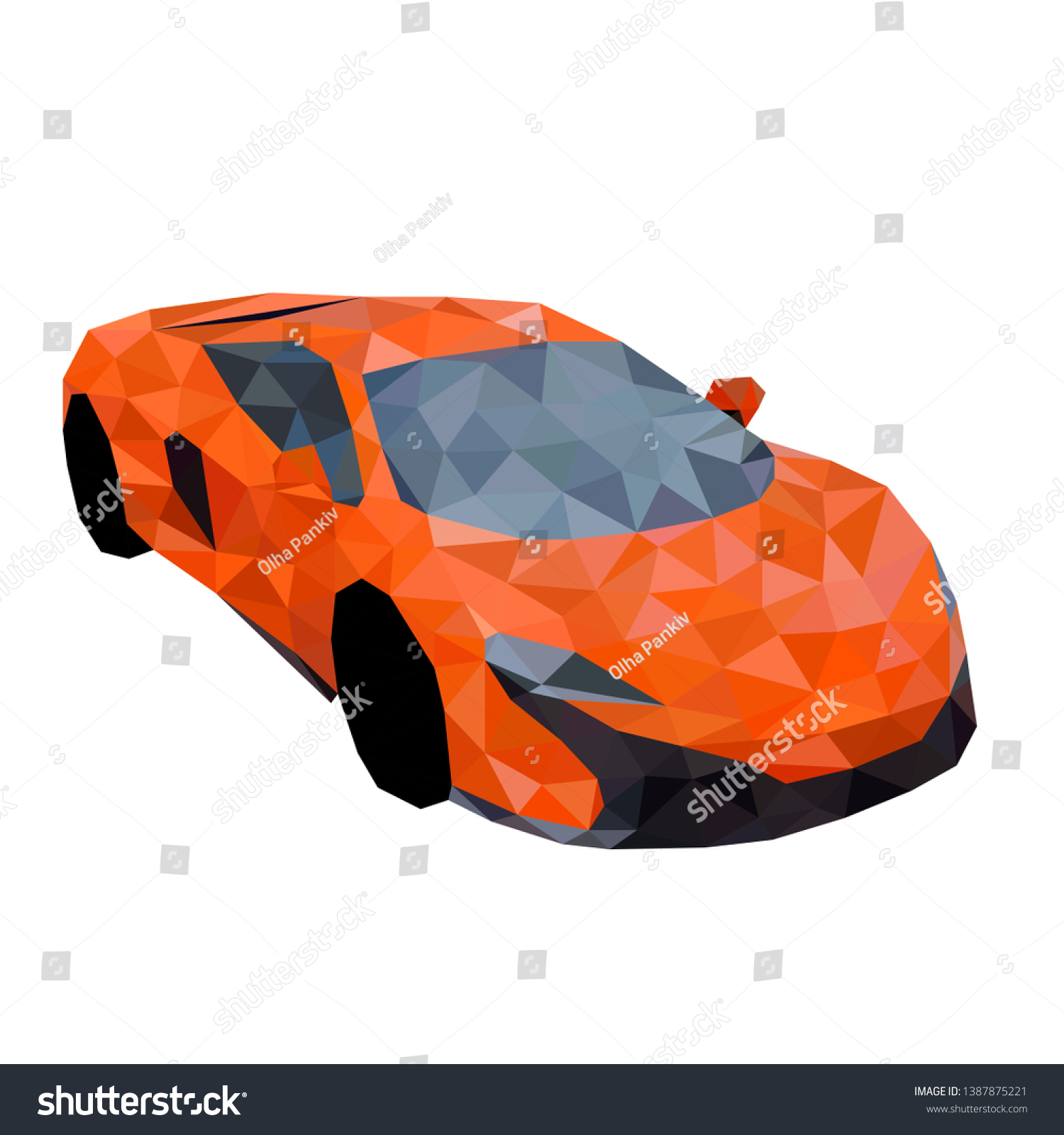 Orange Car Art Vector Polygon Stock Vector (Royalty Free) 1387875221 ...