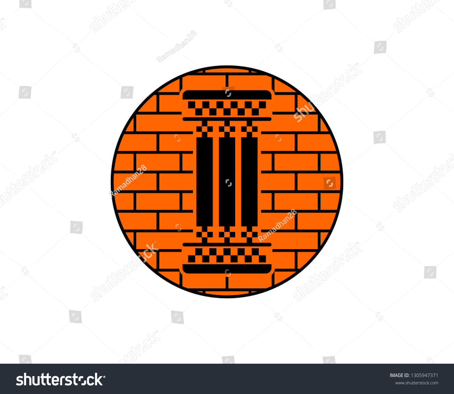 Orange Circle Bricks Pillar Logo Icon Stock Vector (Royalty Free ...