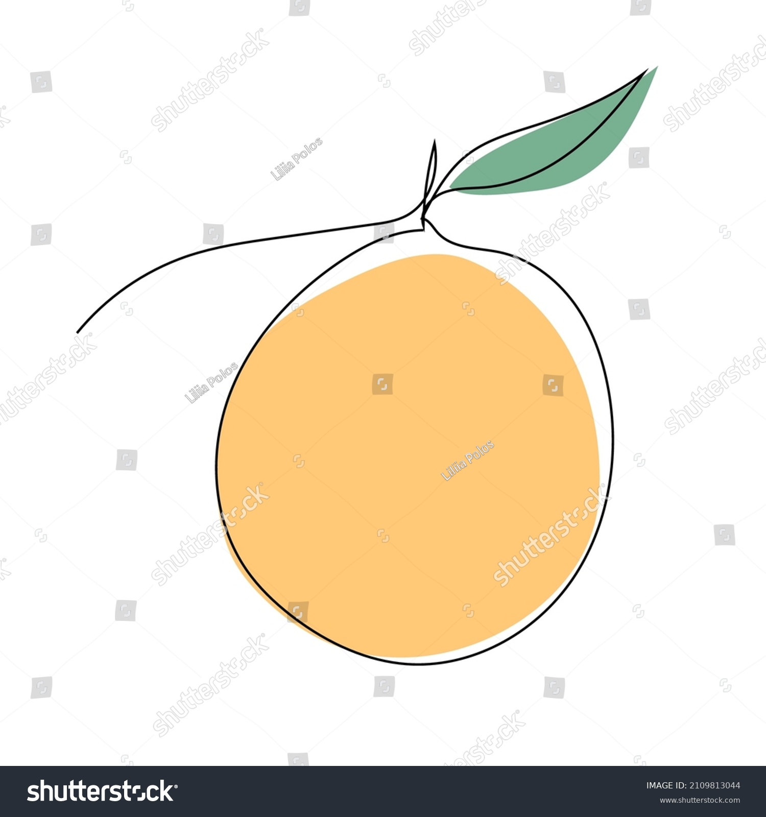 Orange Continuous One Line Drawing Stock Vector (Royalty Free ...