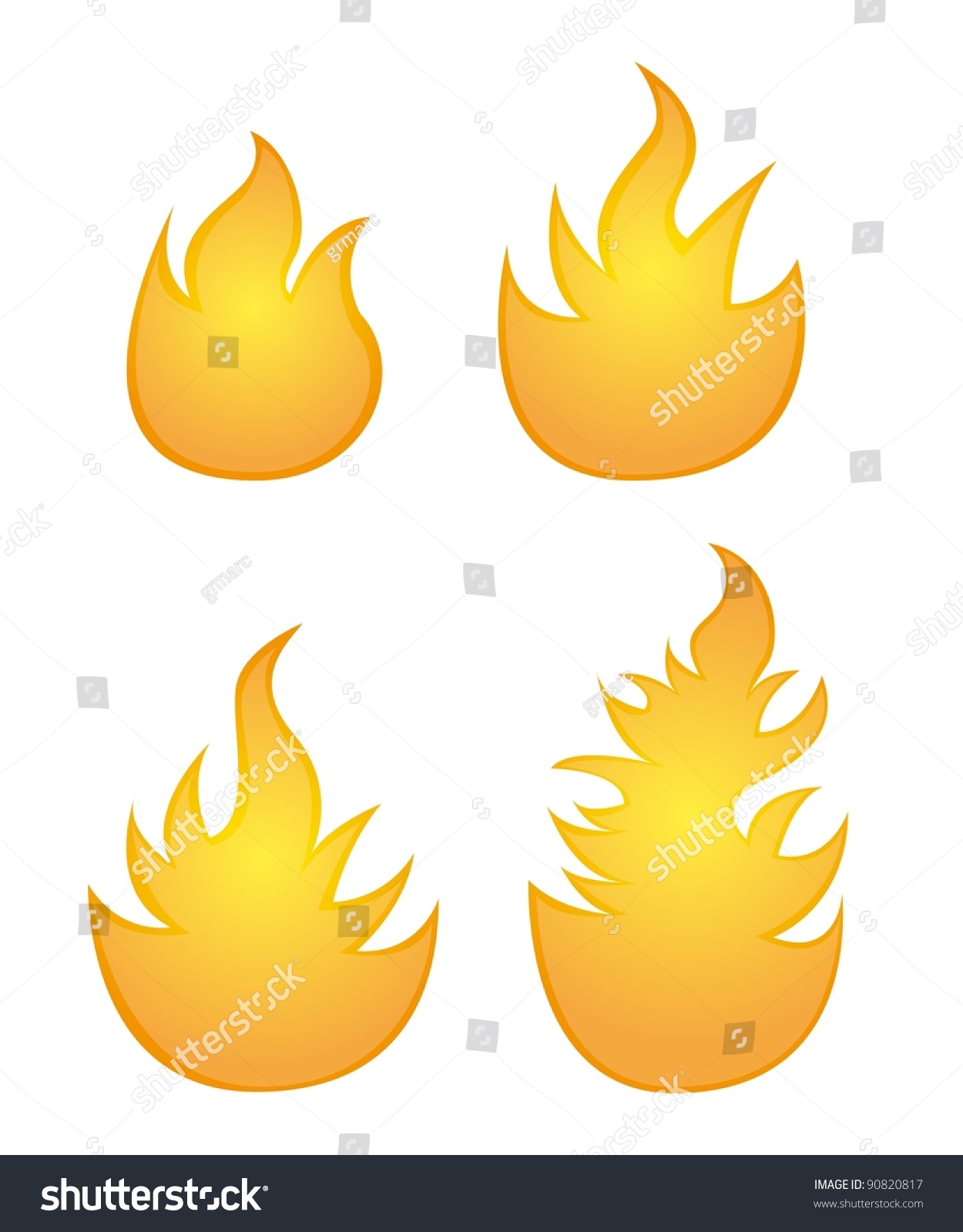 Orange Fire Over White Background Vector Stock Vector (Royalty Free ...