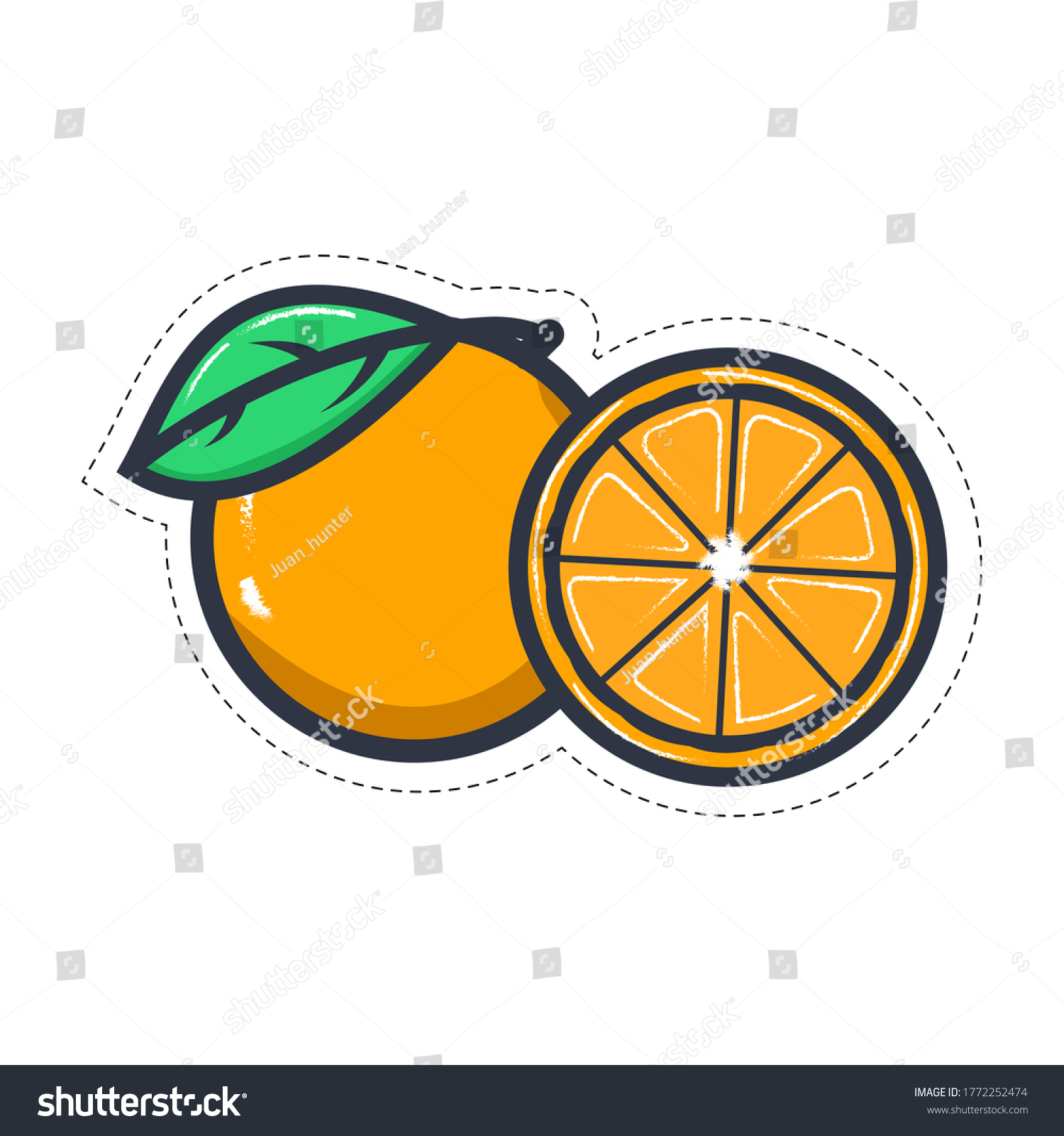 Orange Fruit Sticker Vector Illustration Stock Vector (Royalty Free ...