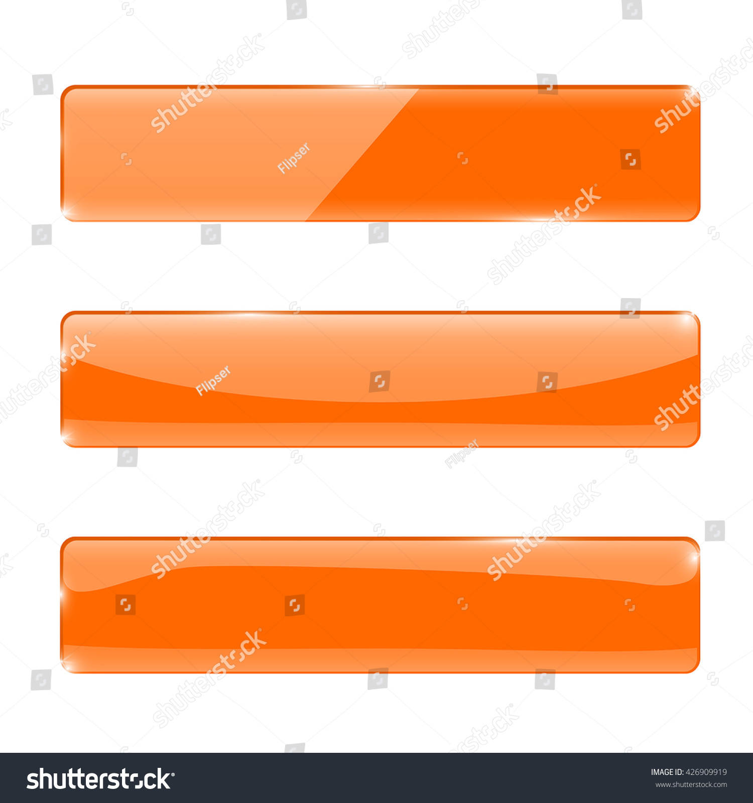 Orange Glass Buttons Rectangular Buttons Vector Stock Vector (Royalty ...