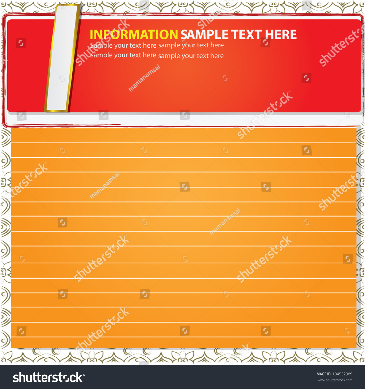 Orange Header Banner Designvector Stock Vector (Royalty Free) 104532389