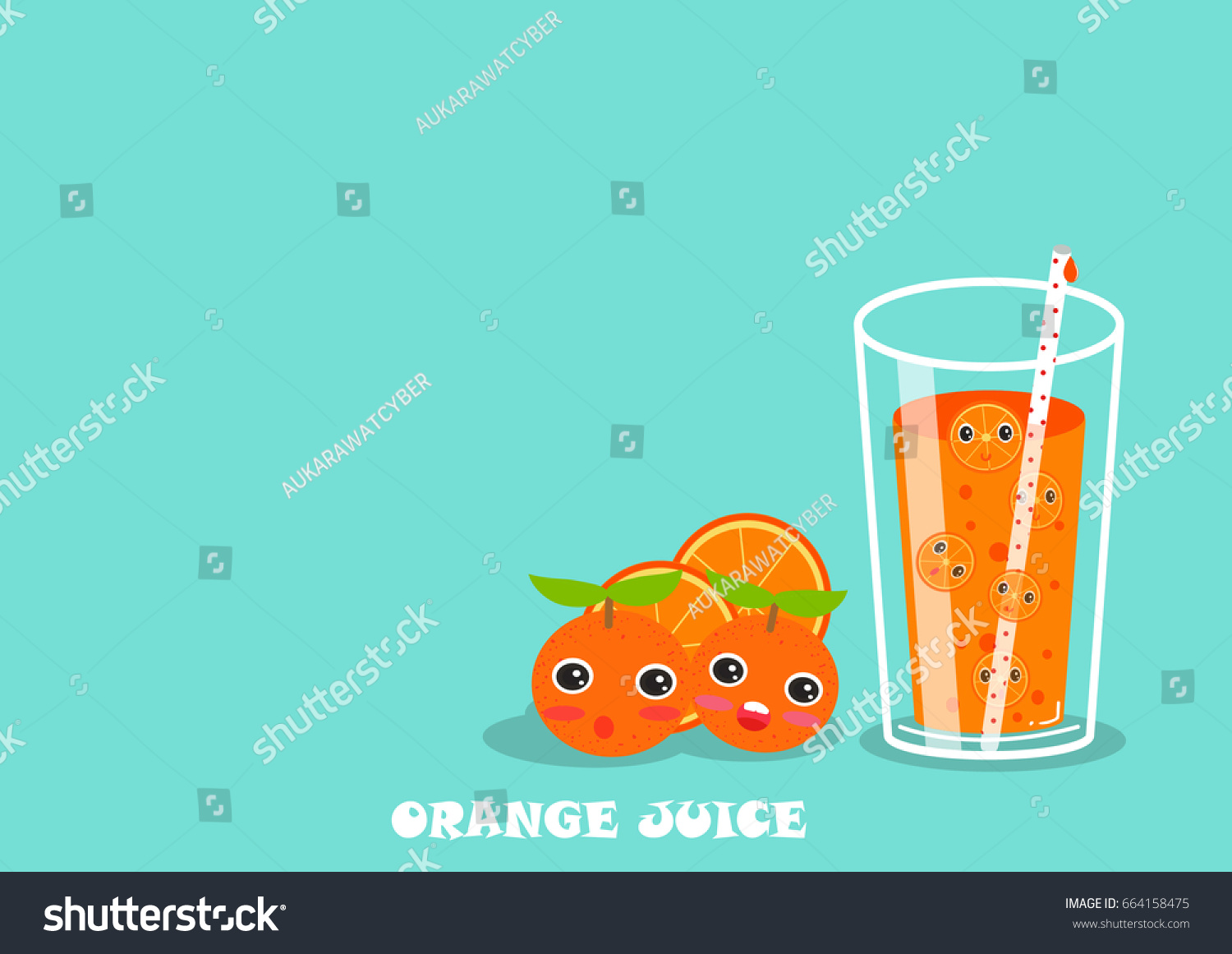 Orange Juice Glass Comic Vector Stock Vector (Royalty Free) 664158475