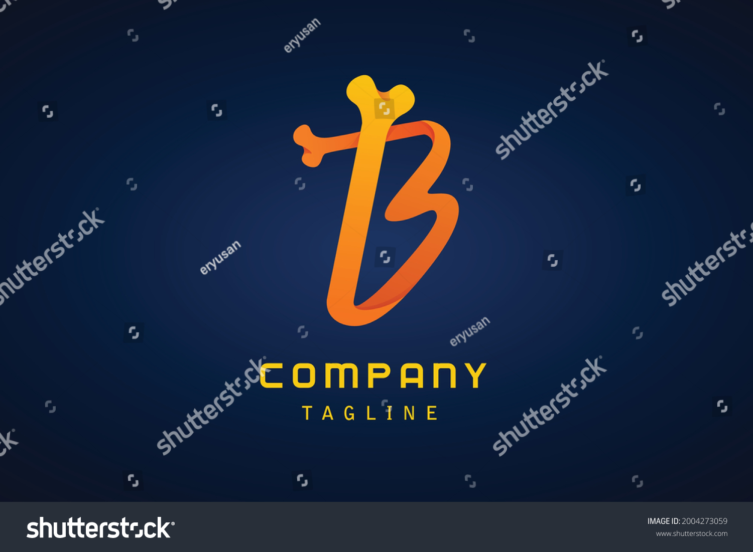 Orange Letter B Bone Gradient Logo Stock Vector (Royalty Free ...