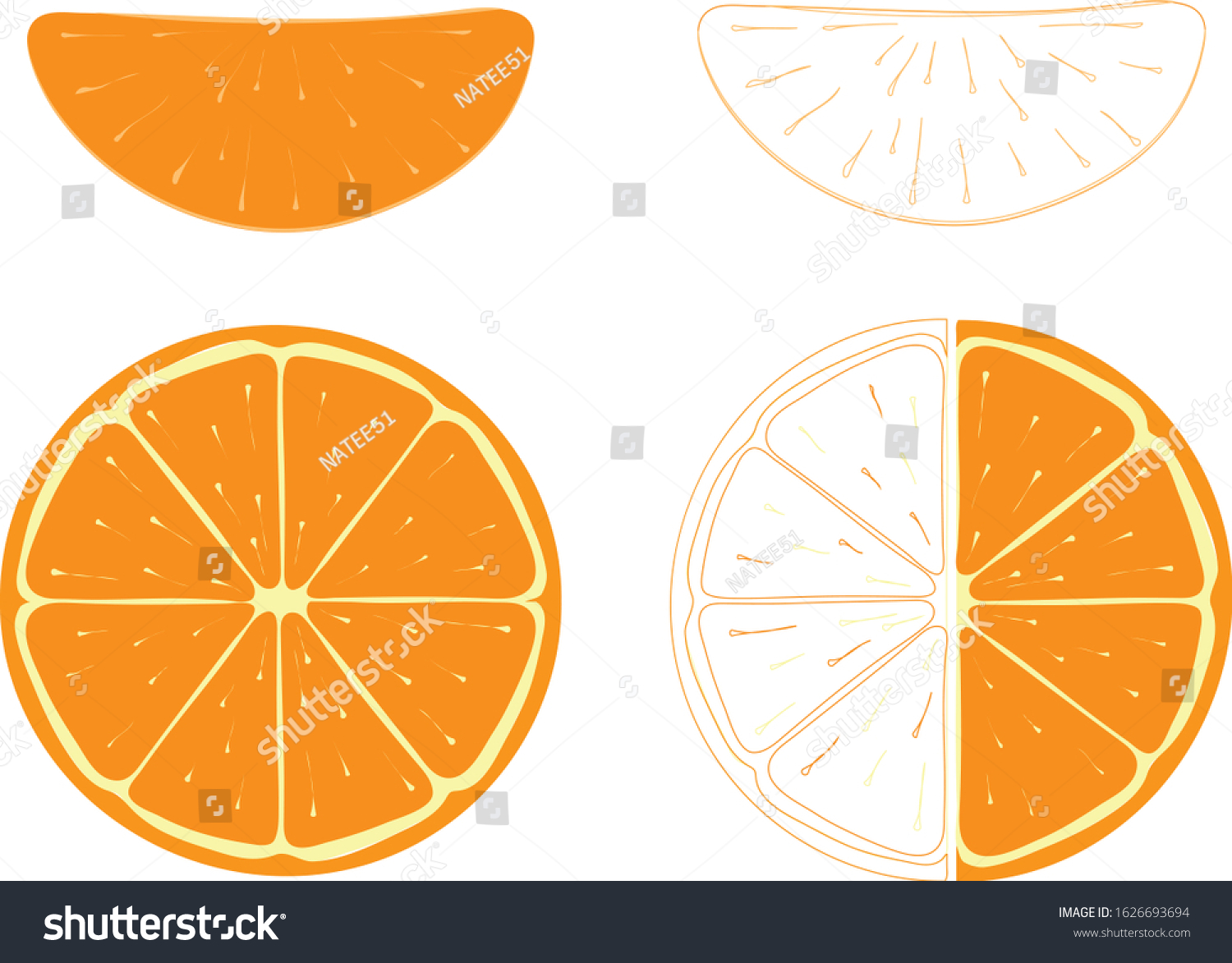 Orange Line Art Vector Drawing Stock Vector (Royalty Free) 1626693694 ...