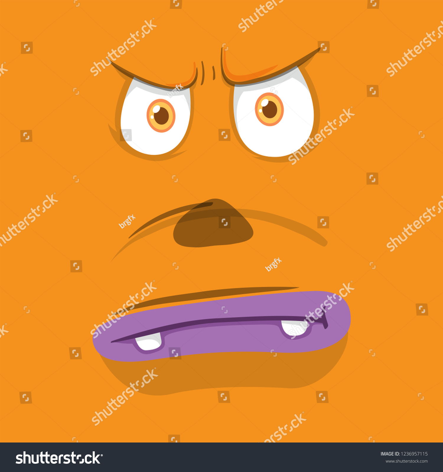 Orange Monster Face Expression Illustration Stock Vector (Royalty Free ...