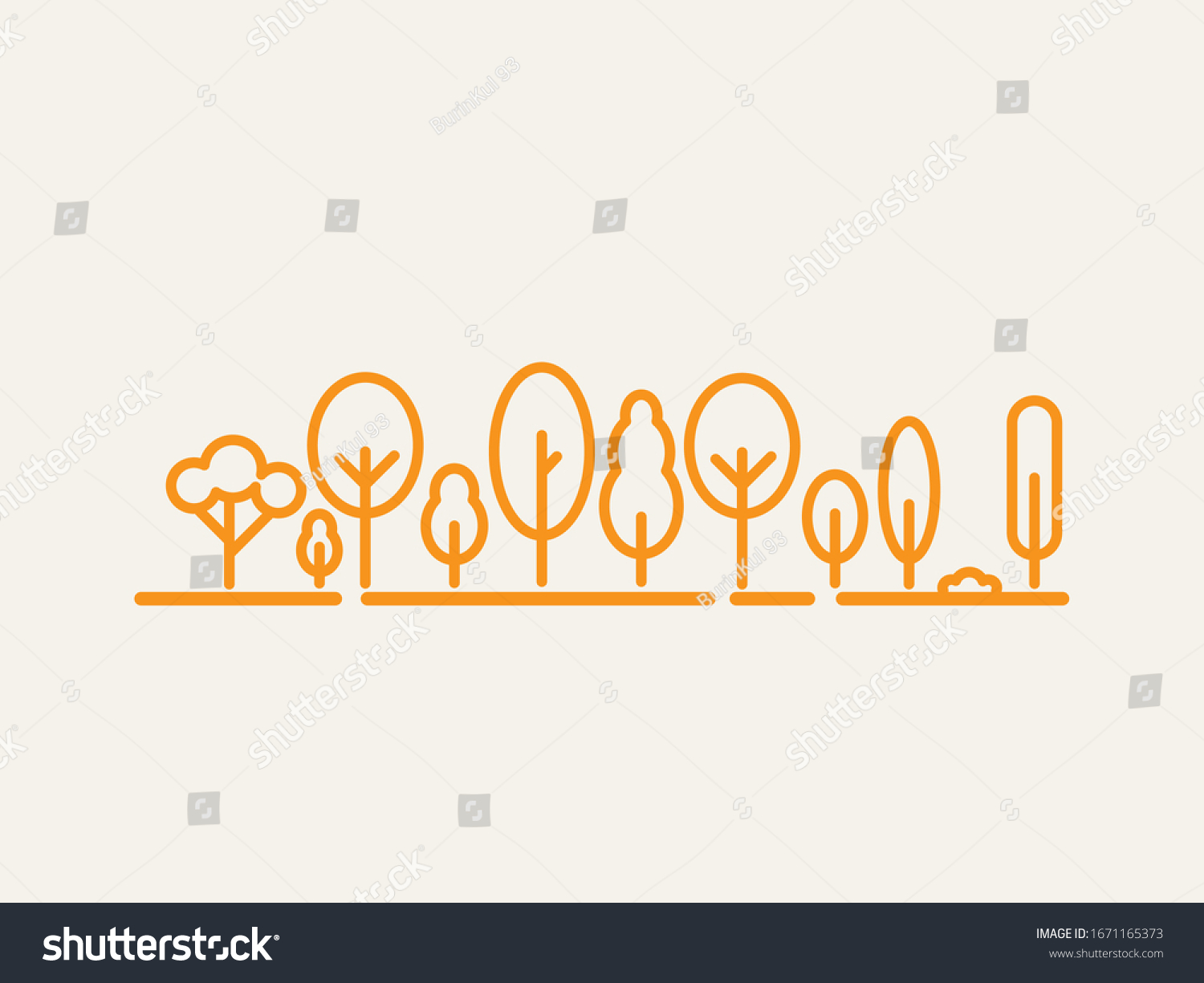 Orange Outline Trees Vector Illustration Stock Vector (Royalty Free ...