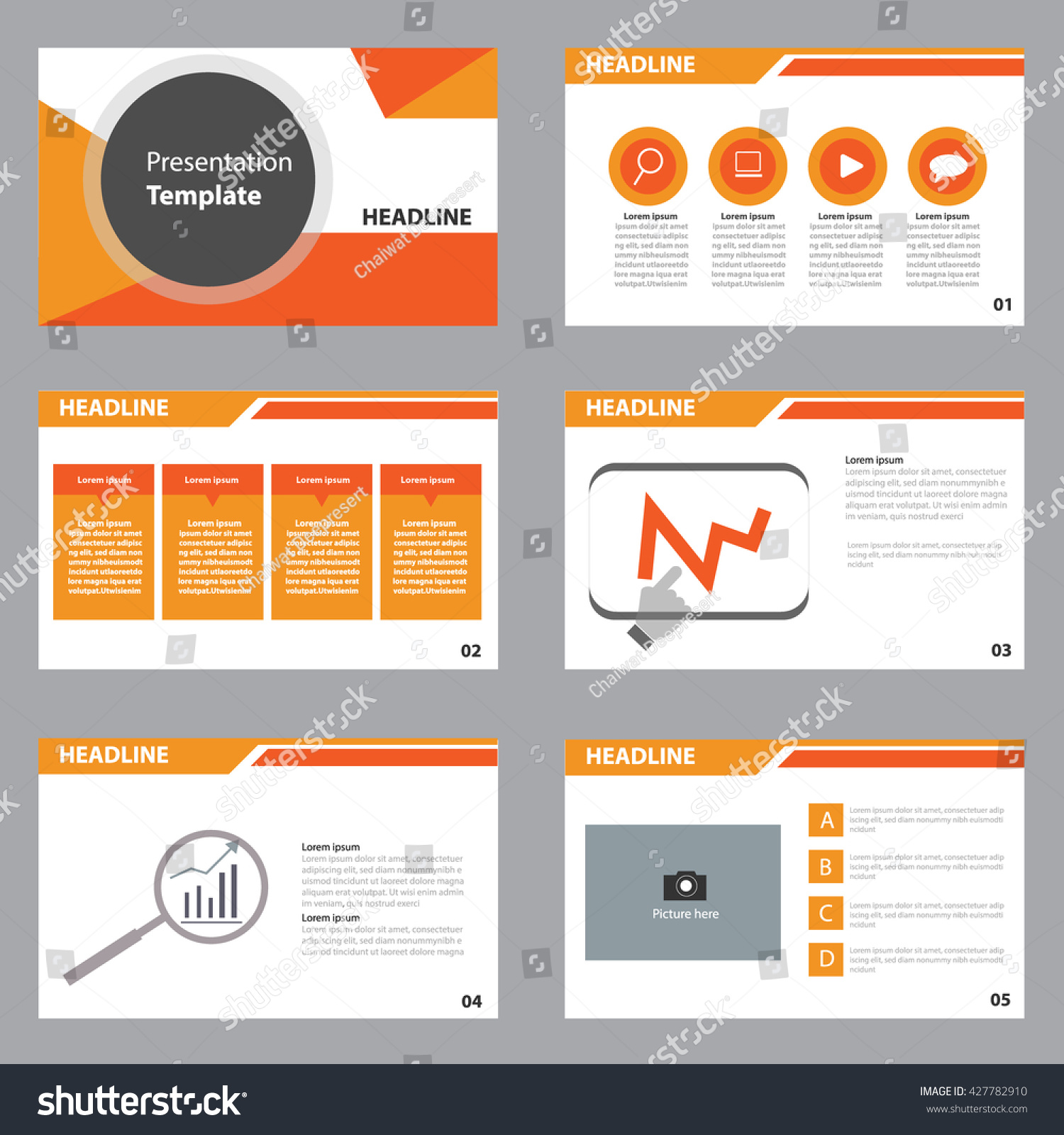 Orange Presentation Template Infographic Elements Flat Stock Vector ...