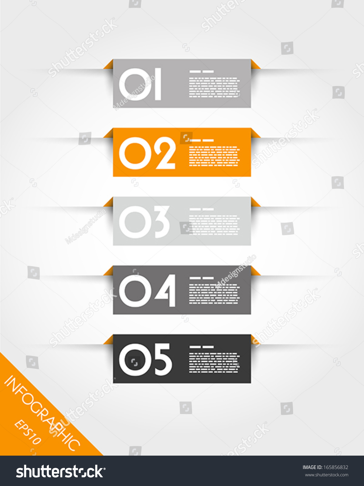 Orange Rectangular Stickers Shadows Infographic Concept Stock Vector ...