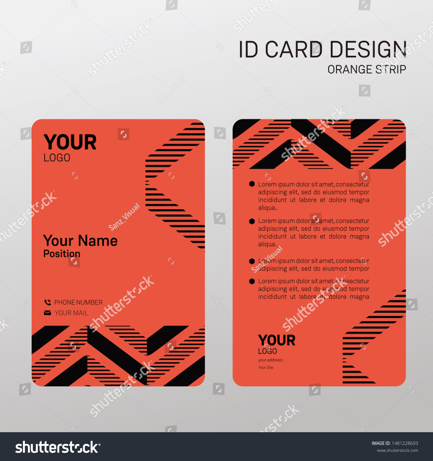 Orange Retro Id Card Design Stock Vector (Royalty Free) 1481228693 ...