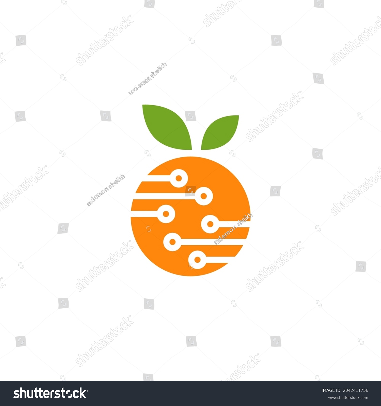Orange Tech Logo Tech Fruit Logo Stock Vector (Royalty Free) 2042411756