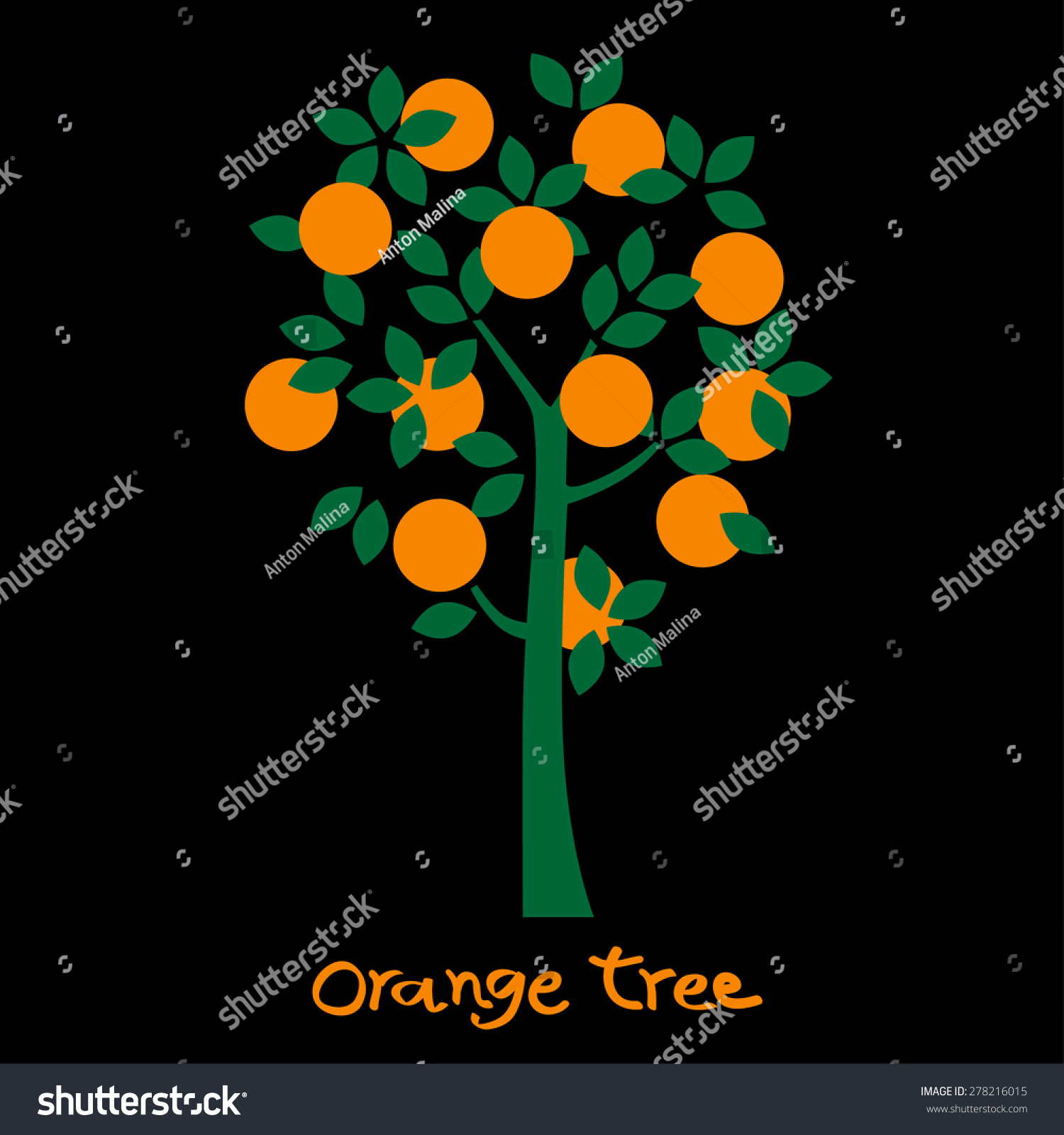 Orange Tree Orange Vector Illustration Flat Stock Vector (Royalty Free ...