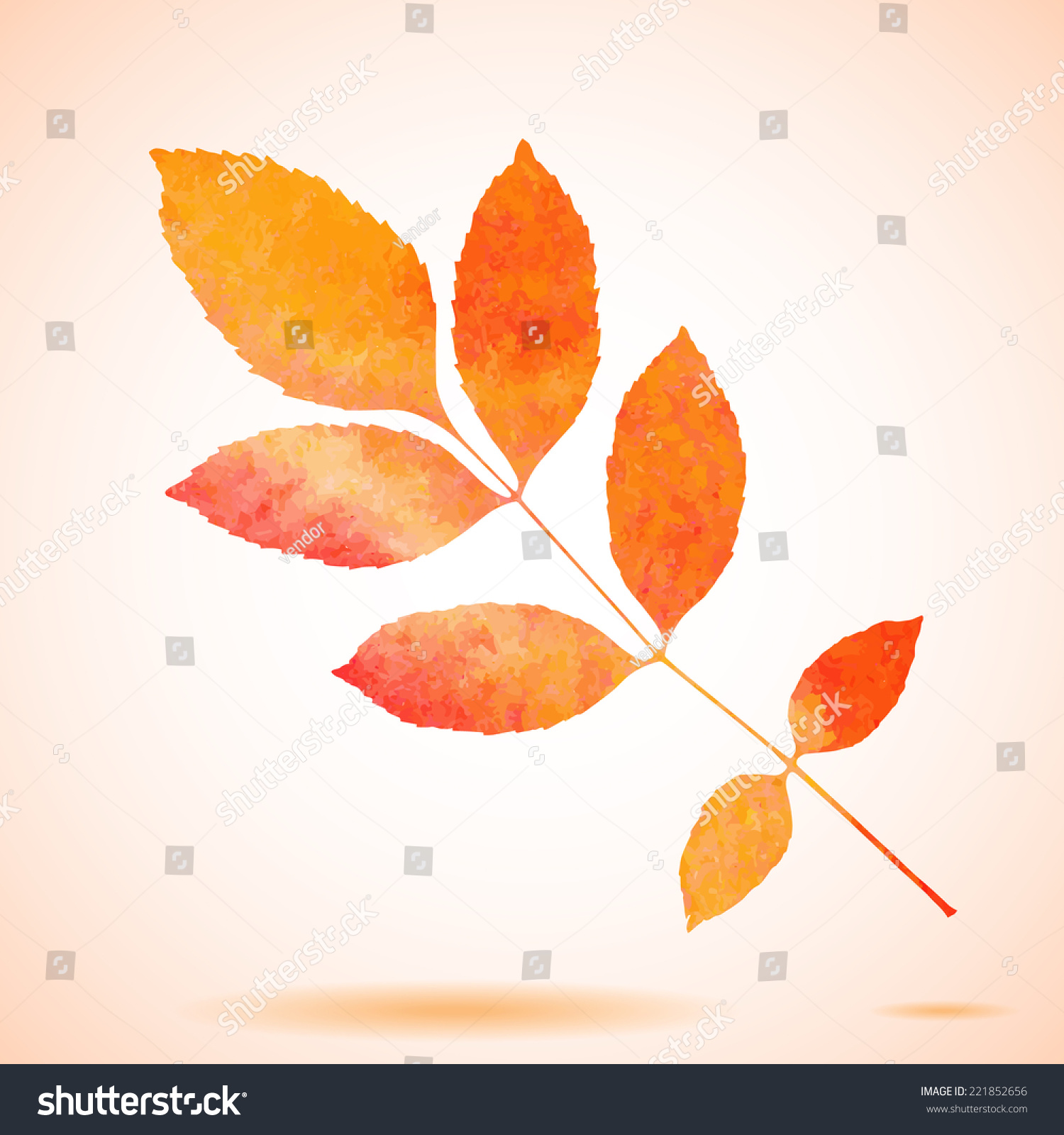 Orange Watercolor Painted Vector Ash Tree 库存矢量图（免版税）221852656 ...