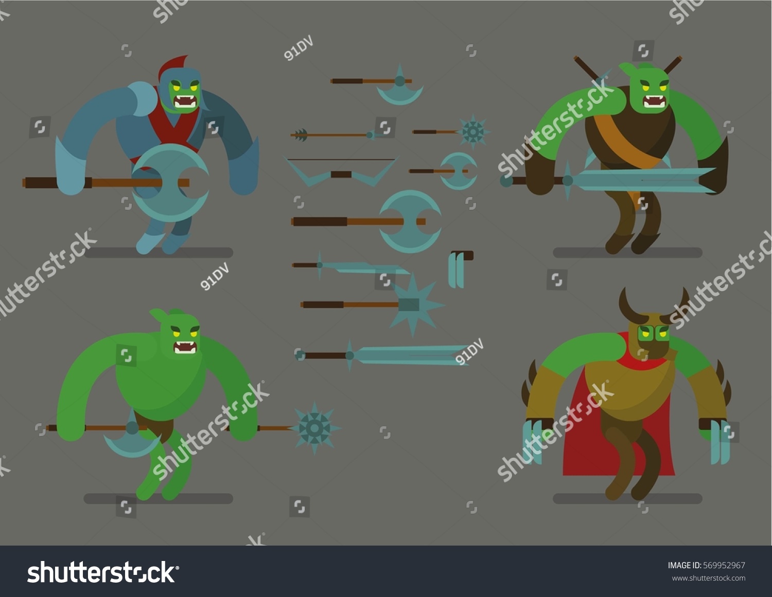 Orc Warrior Weaponry Weapons Armor Vector: เวกเตอร์สต็อก (ปลอดค่า ...