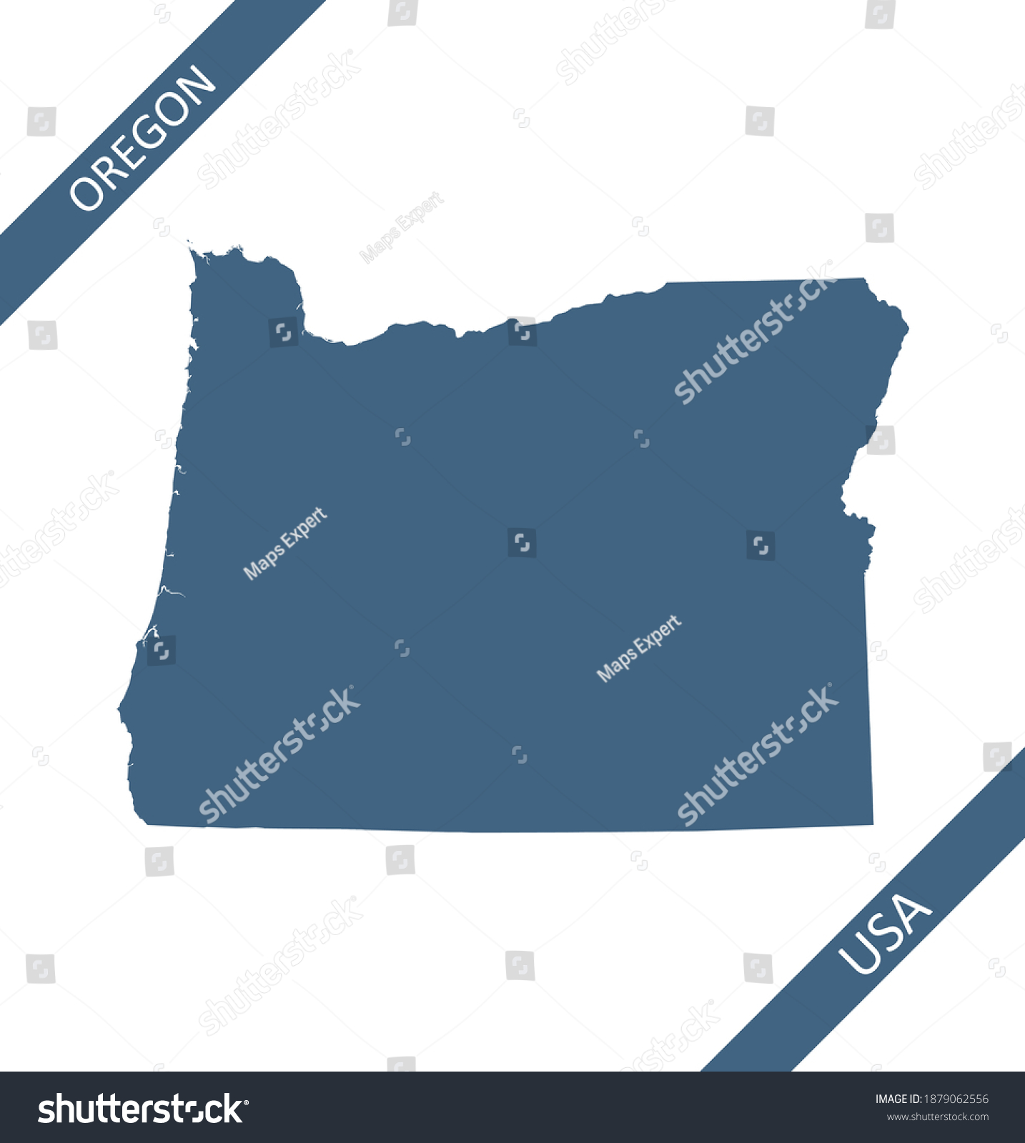 Oregon Blank Map Vector Outlines Stock Vector (Royalty Free) 1879062556 ...