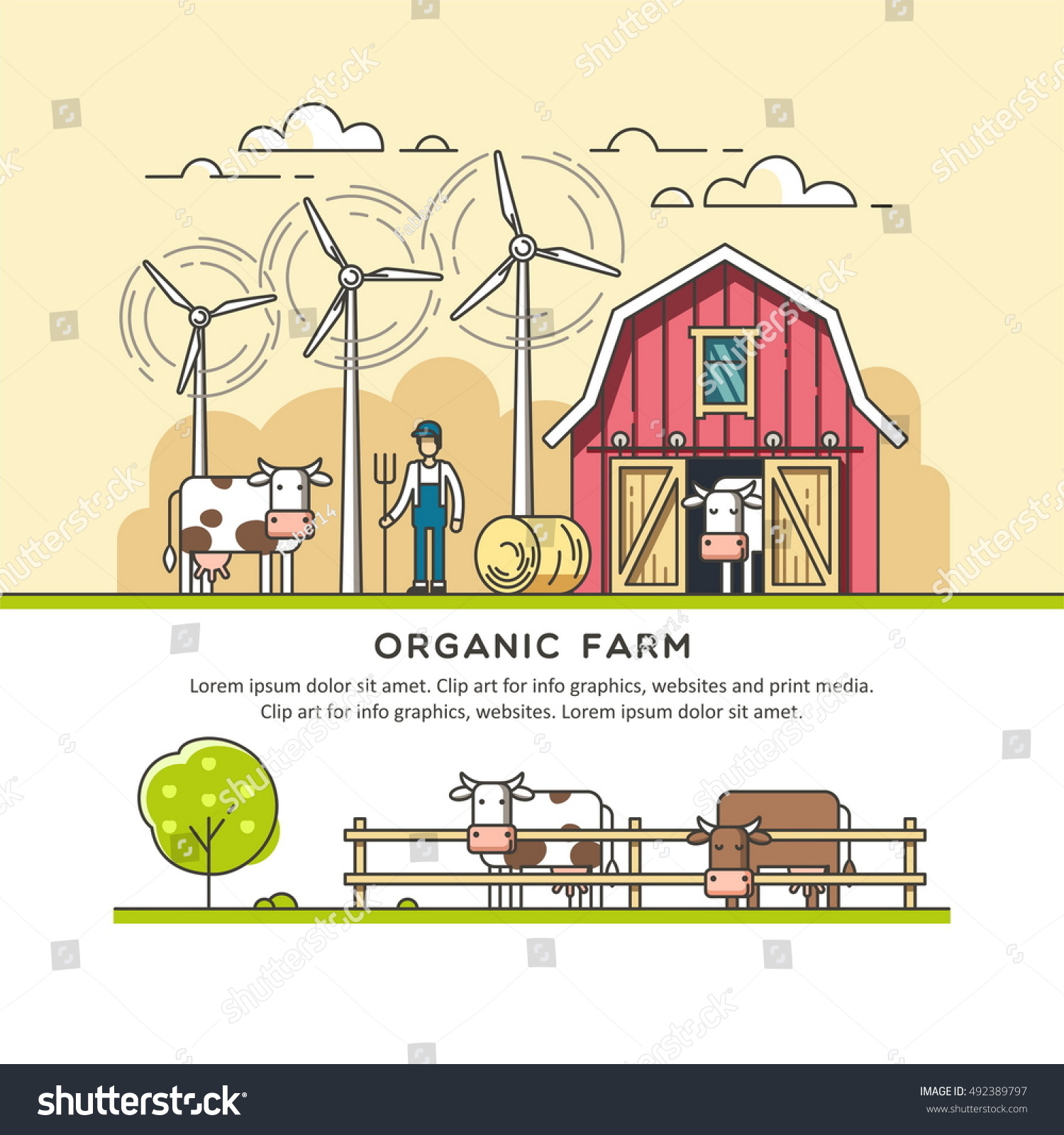 Organic Farm Vector Illustration: vector de stock (libre de regalías ...