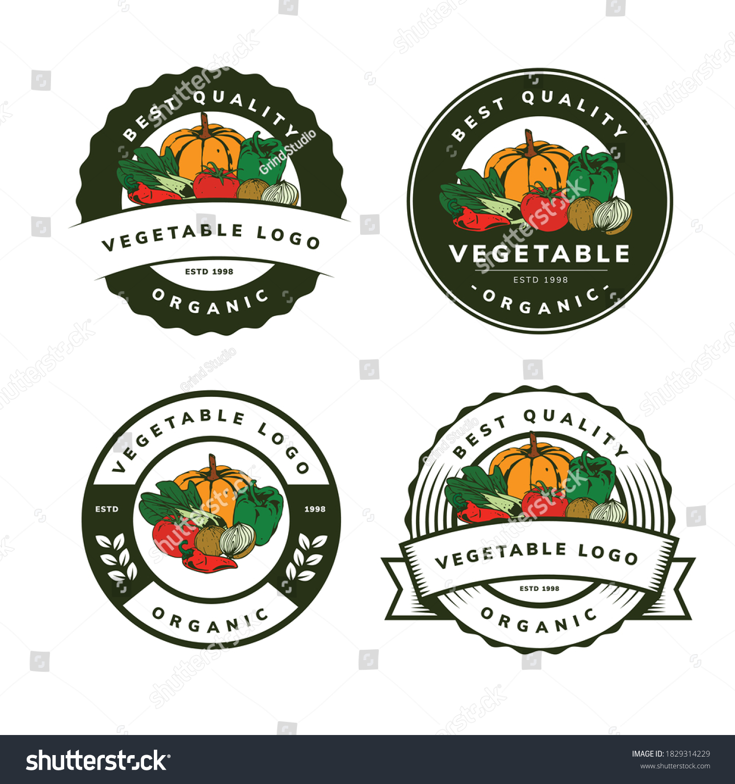 Organic Vegetable Template Logo Design: เวกเตอร์สต็อก (ปลอดค่าลิขสิทธิ์ ...
