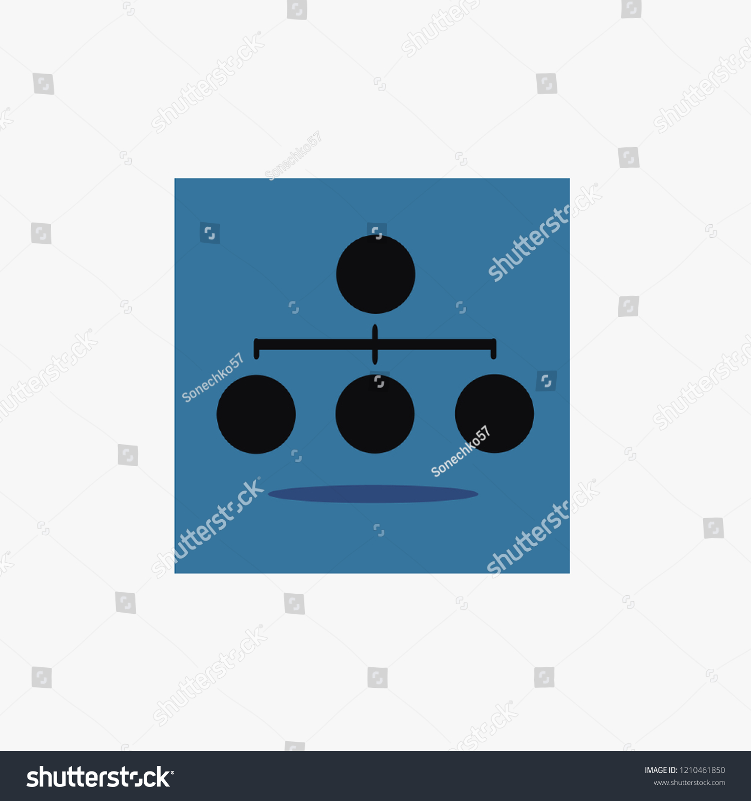 Organization Chart Icon Blue Square Vector: vector de stock (libre de ...