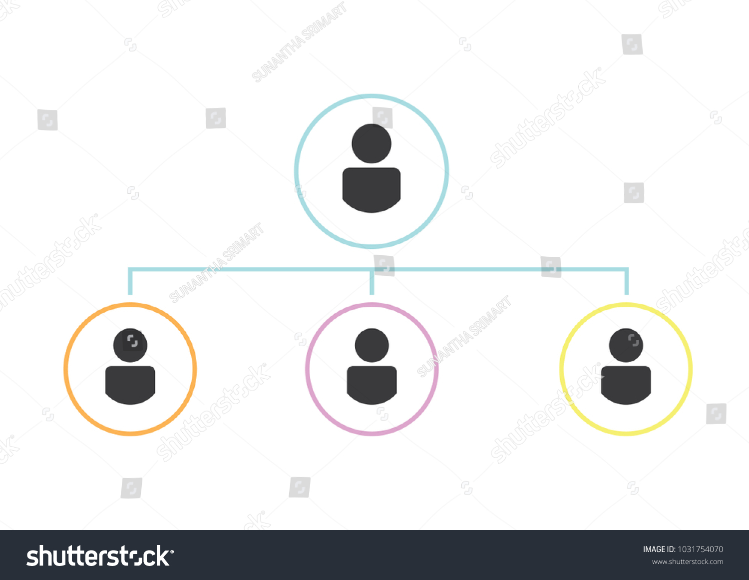 Organization Chart On White Backgroundvector Illustraton: เวกเตอร์สต็อก ...