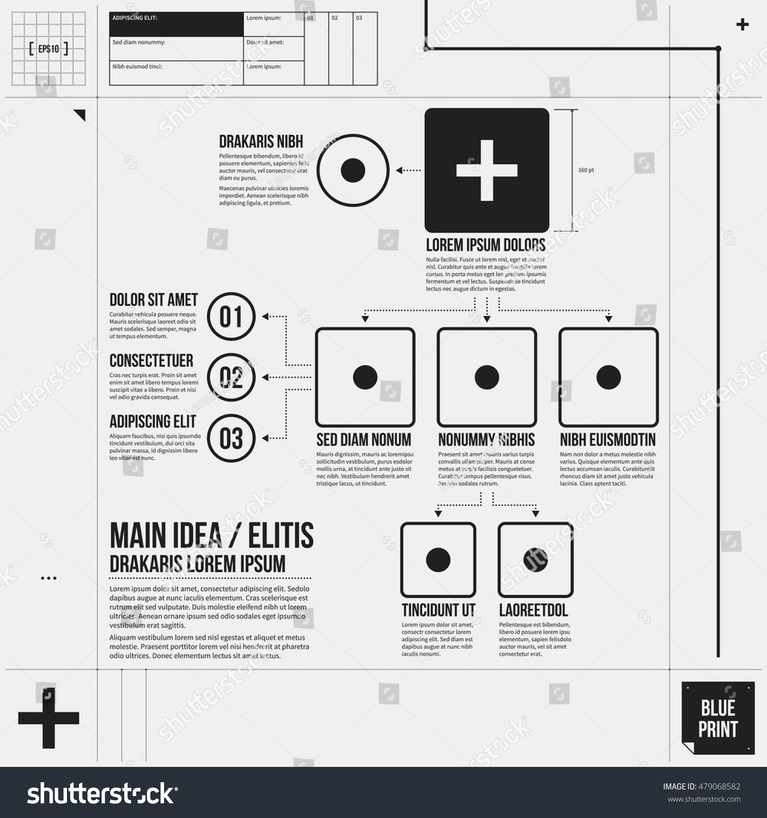 Organization Chart Template Draft Style Eps10 Stock Vector (Royalty ...