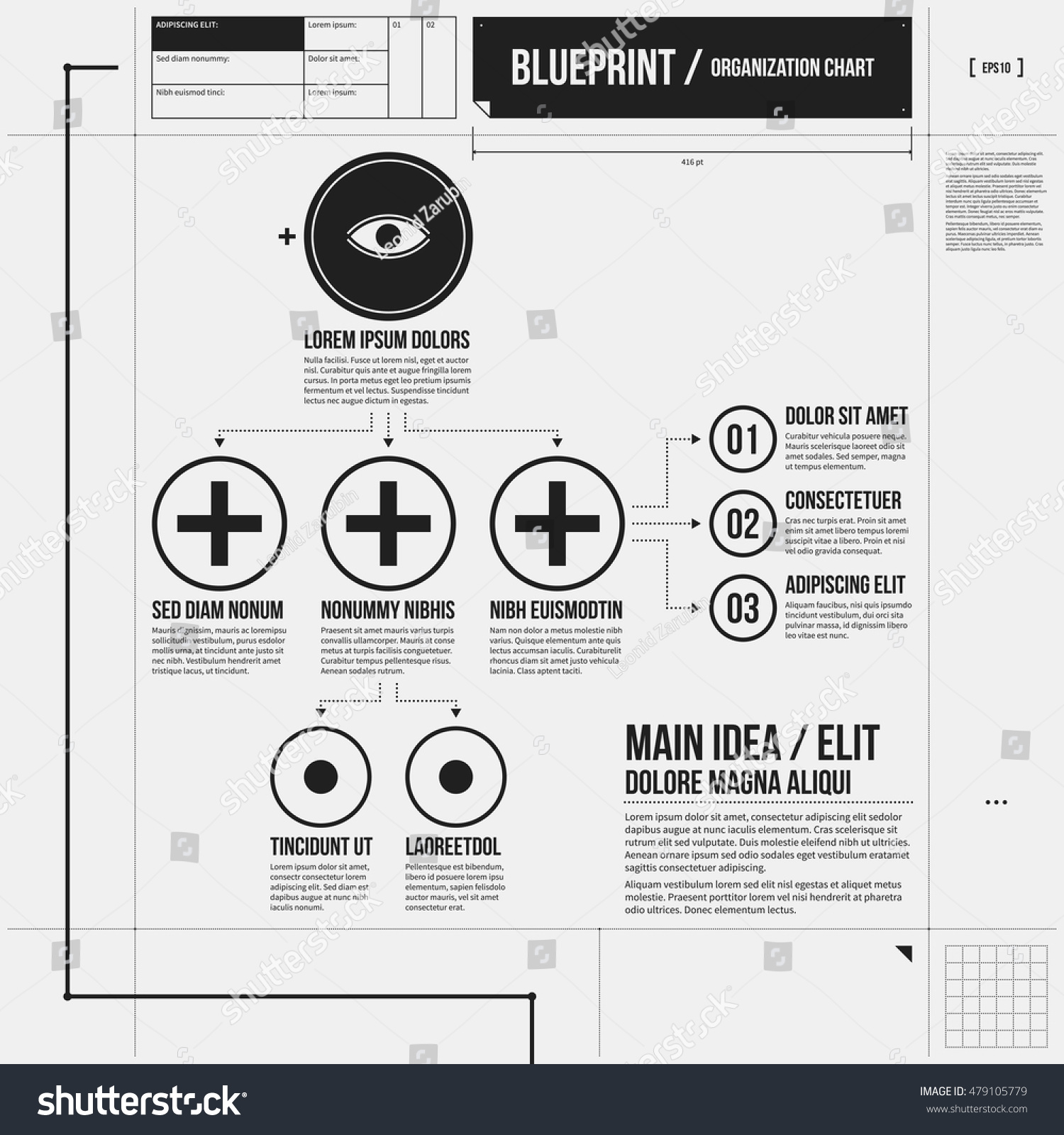 Organization Chart Template Draft Style Eps10 Stock Vector (Royalty ...