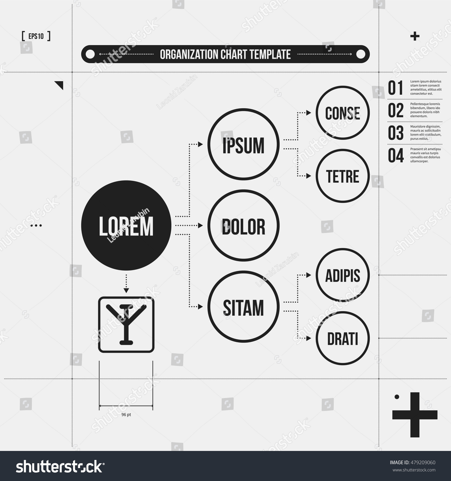 Organization Chart Template Draft Style Eps10 Stock Vector (Royalty ...