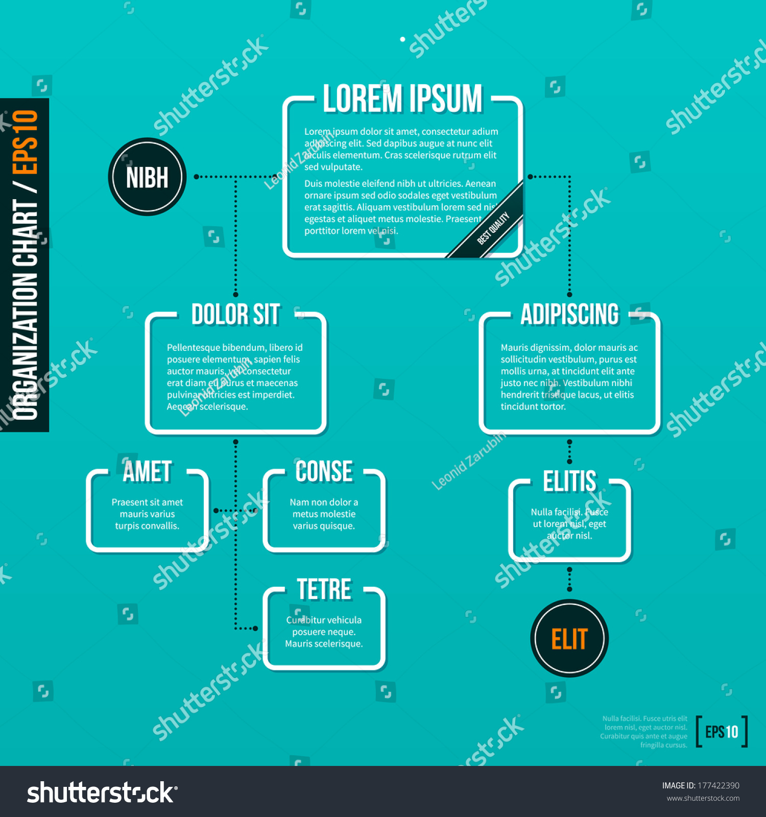 Organization Chart Template On Turquoise Background Stock Vector ...