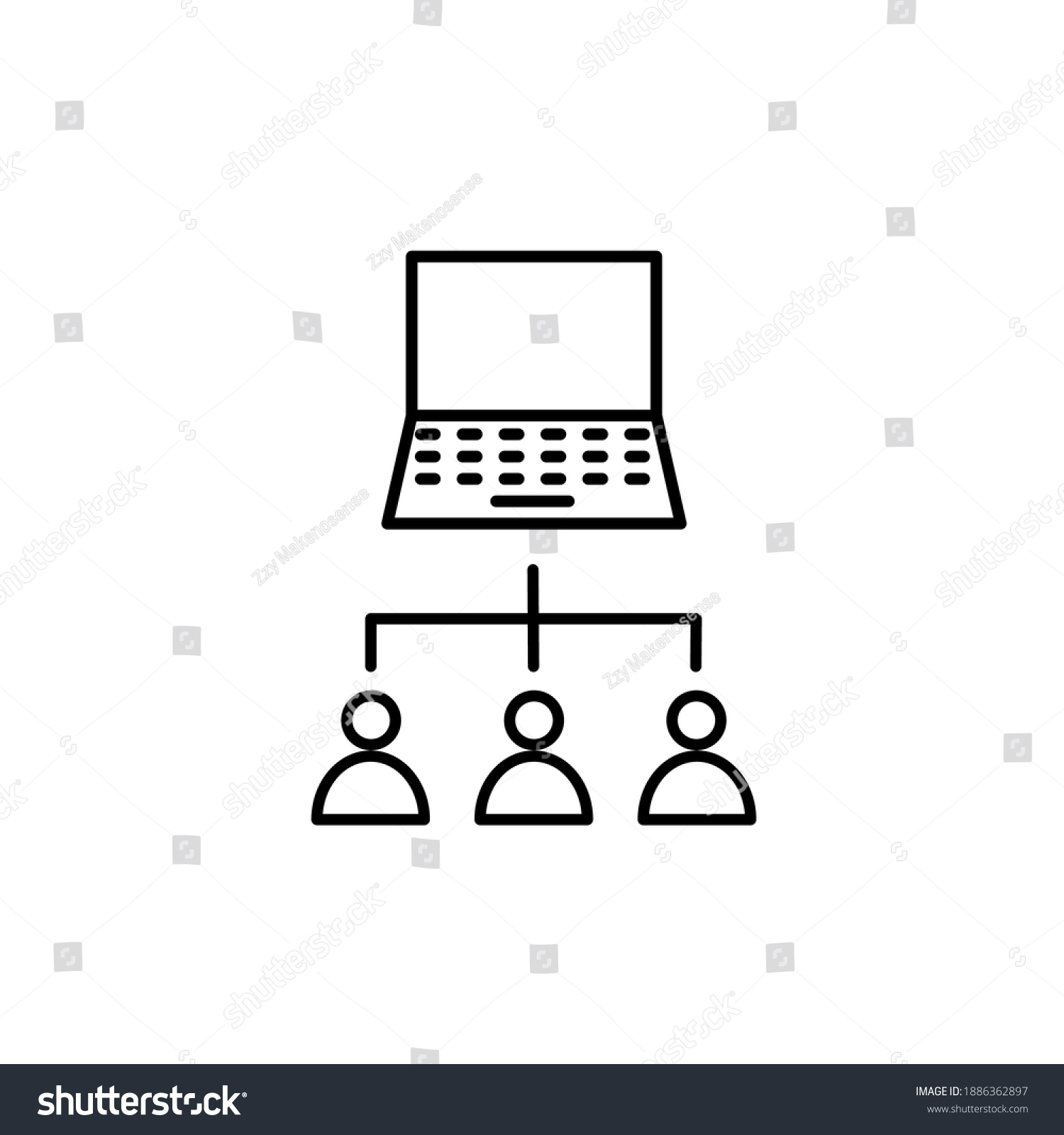 Organization Computer Device Icon Organization Teamwork Stock Vector ...