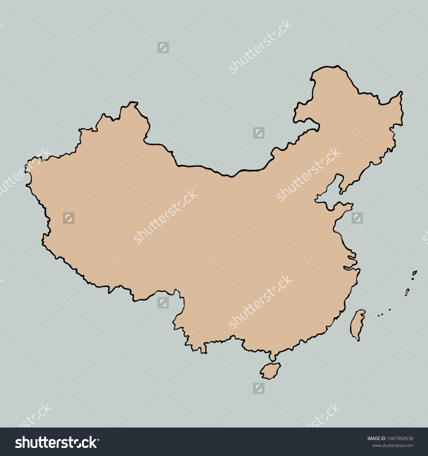 Oriental Geographic Map China Stock Vector (Royalty Free) 1007964538 ...