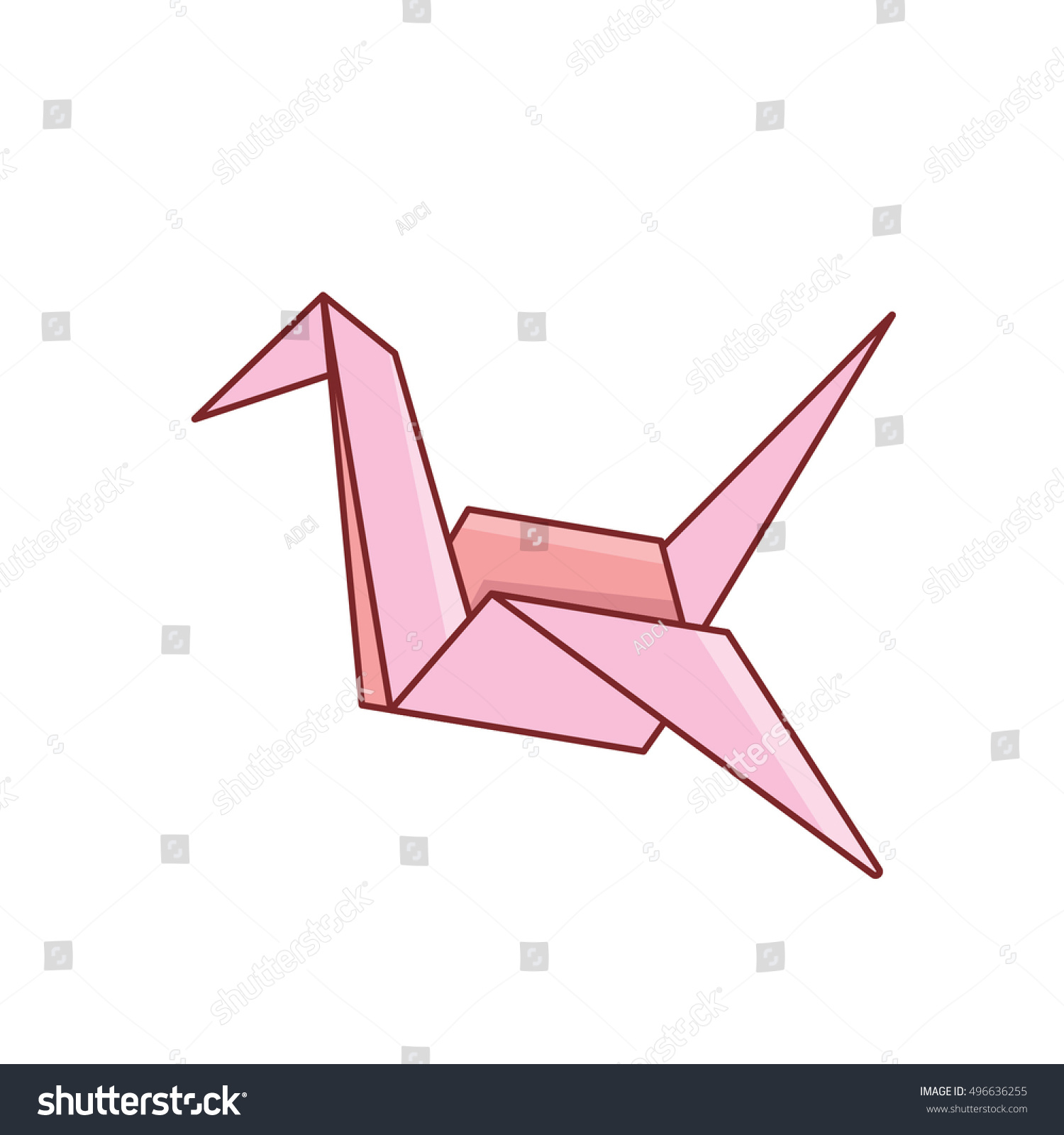 Origami Crane Vector Illustration Stock Vector (Royalty Free) 496636255