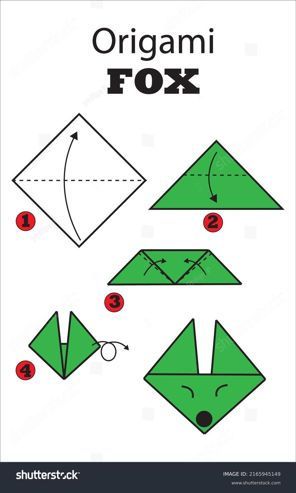 Origami Fox Step By Step Instruction Stock Vector (Royalty Free ...