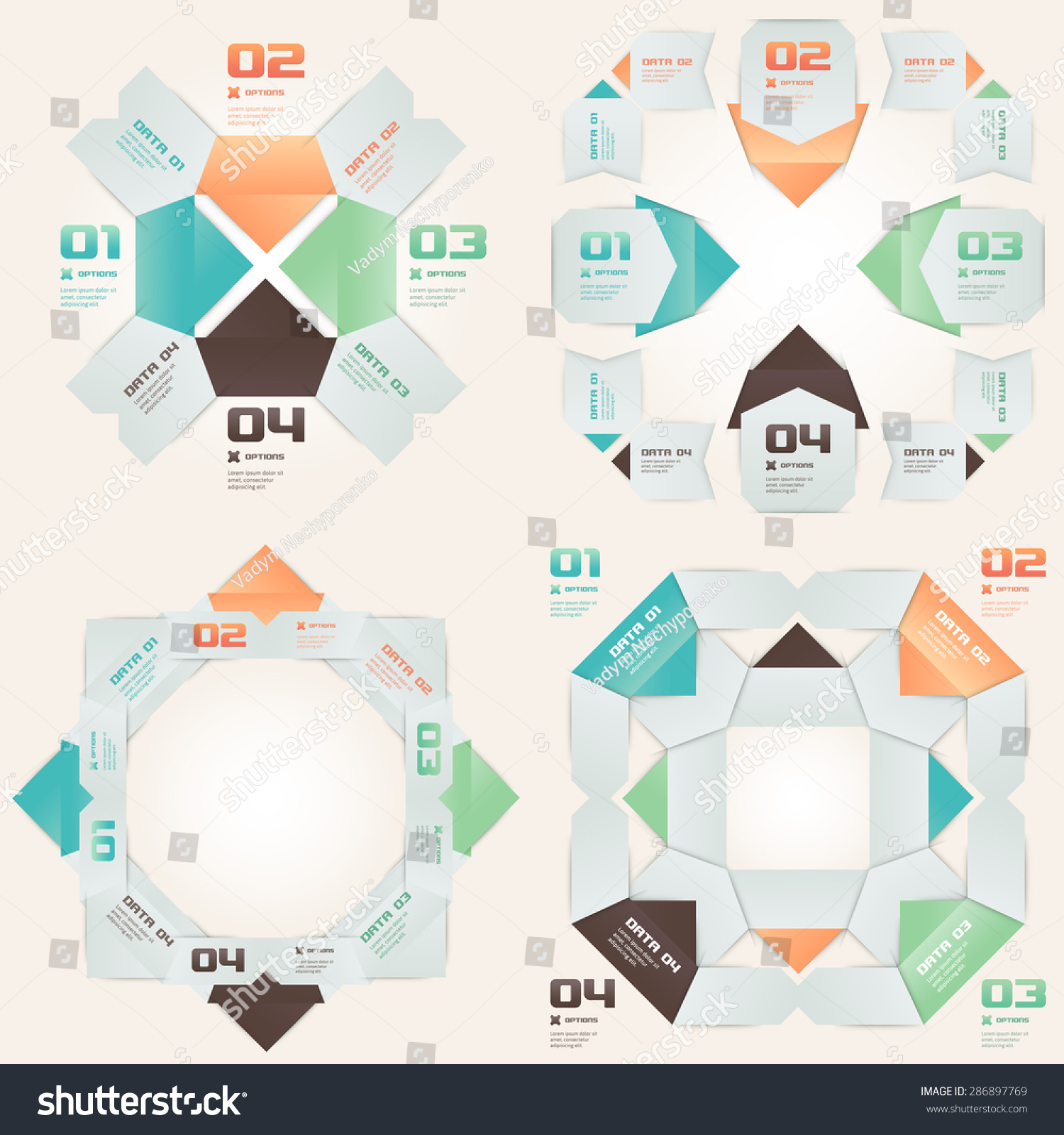 Origami Infographic Set Stock Vector (Royalty Free) 286897769 ...