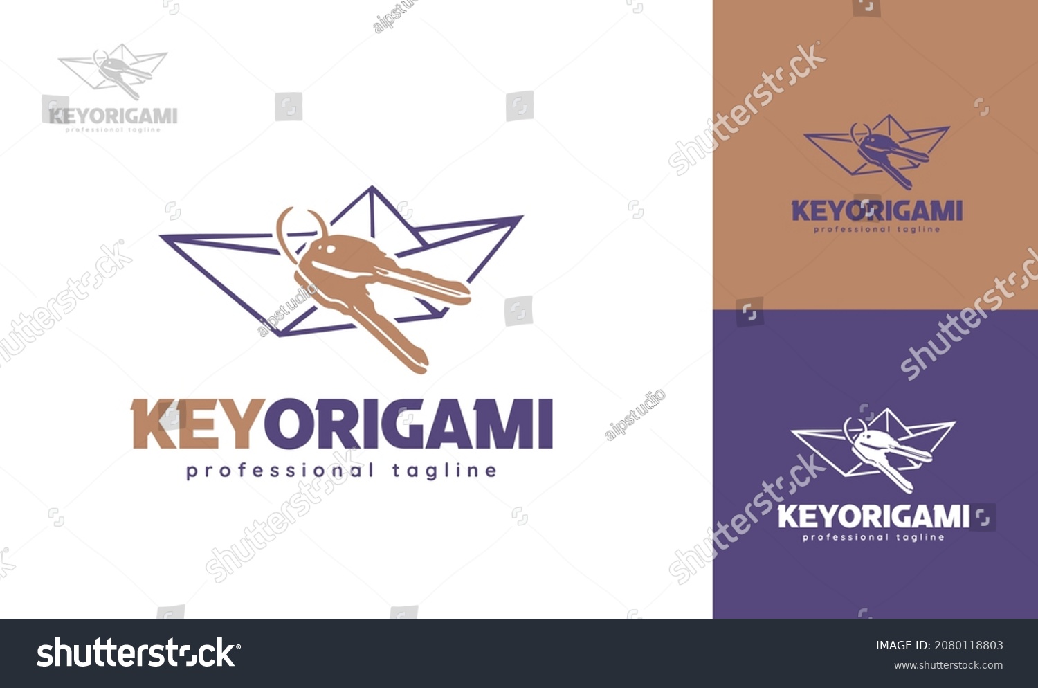 Origami Key Logo Design Vector Stock Vector (Royalty Free) 2080118803 ...