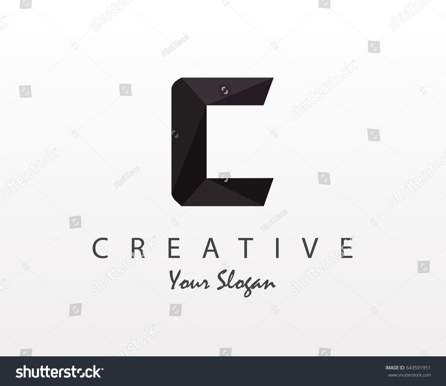 Origami Letter C Logo Vector: vector de stock (libre de regalías) 643591951