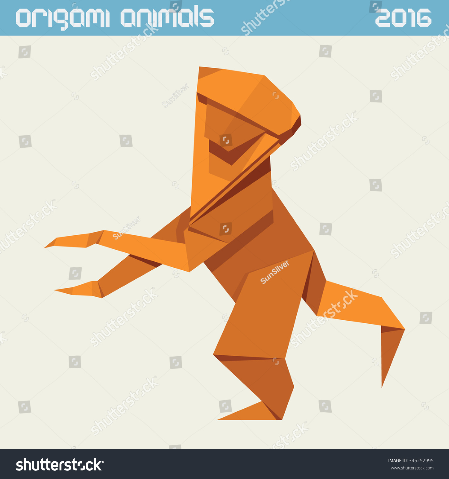 Origami Monkey Vector Clear Simple Flat Stock Vector (Royalty Free ...